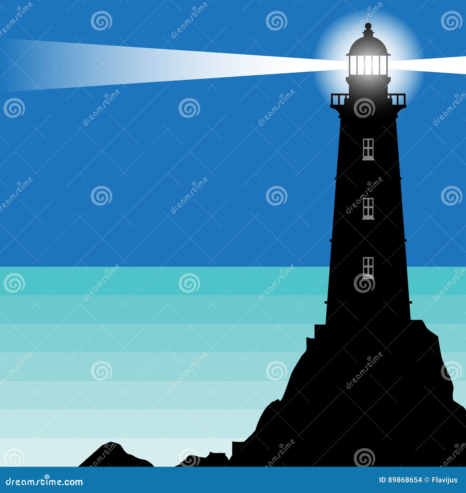 Lighthouse, Beacon, Lighthouse Stands on Rock Stock Vector ...