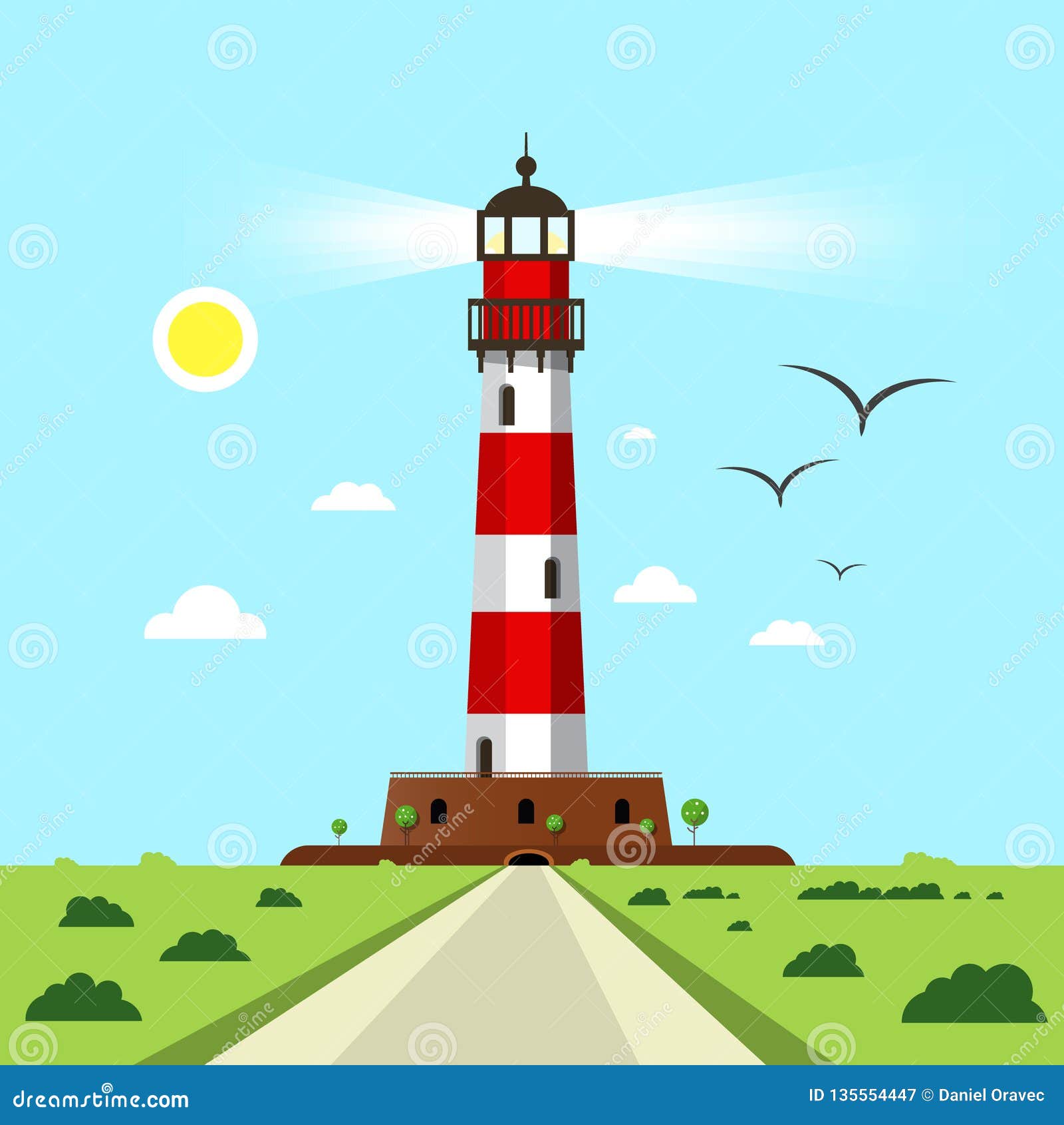 Lighthouse - Beacon Vector Illustration Stock Vector - Illustration of ...