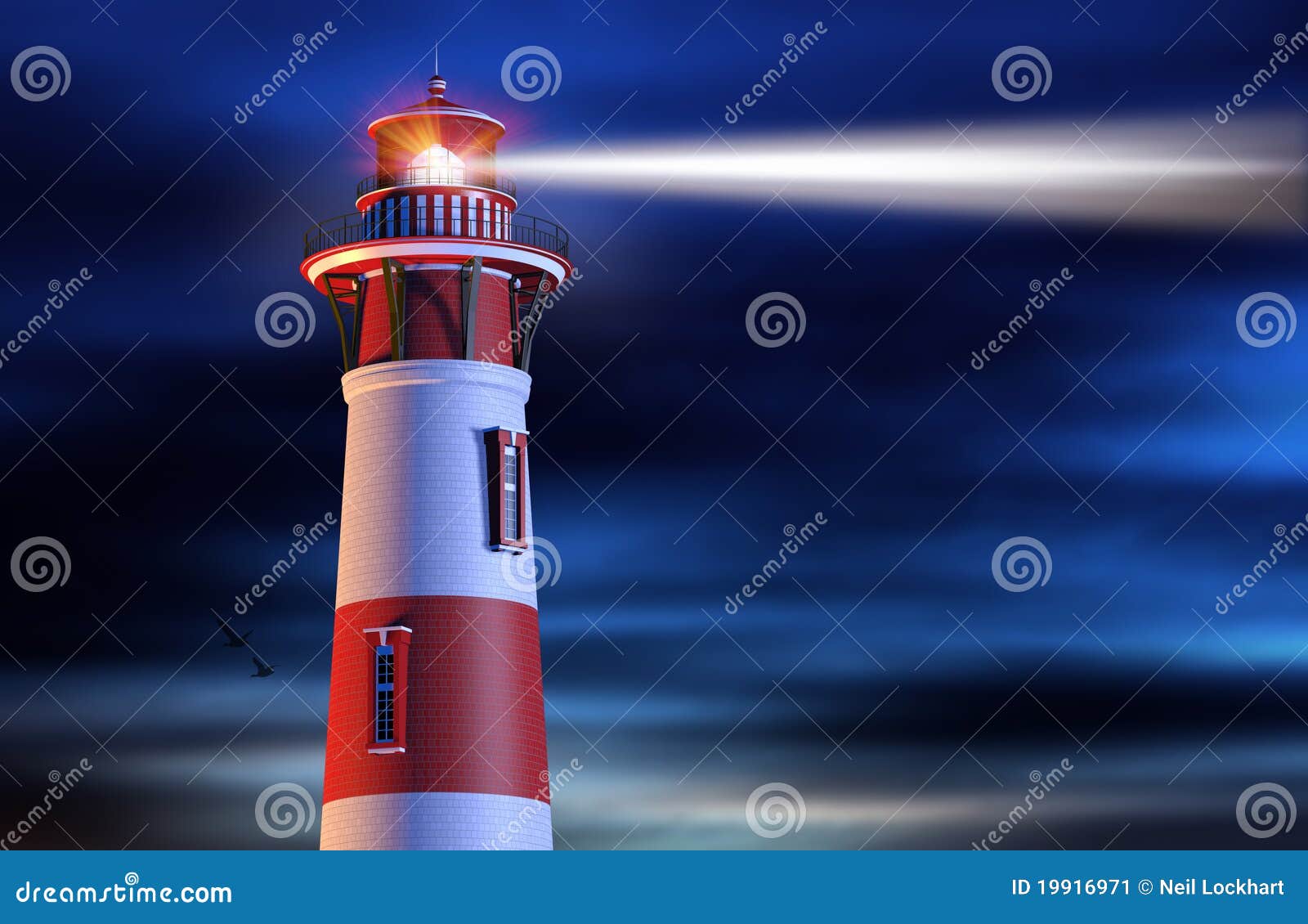 Lighthouse Beam at Night stock illustration. Illustration of beam ...