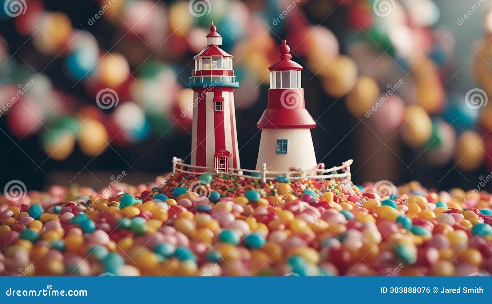 Lighthouse is Being Hit by a Large Wave of Candy that is Spilling Stock ...