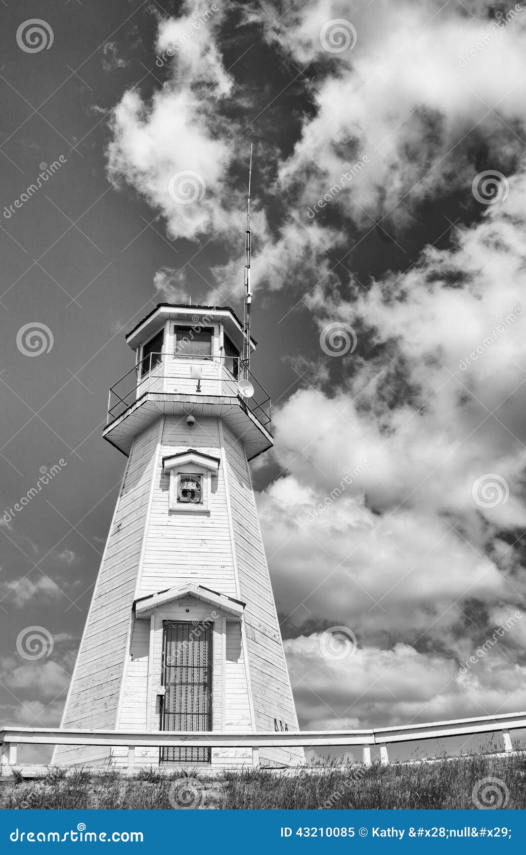 Lighthouse in Black and White Stock Image - Image of safety, black ...