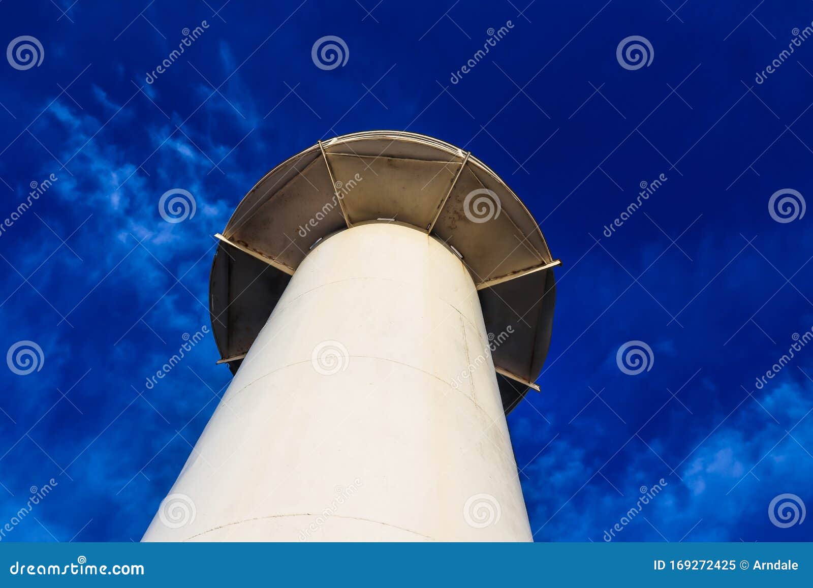 Lighthouse on the Blue Sky Background, View from Below Stock Image ...