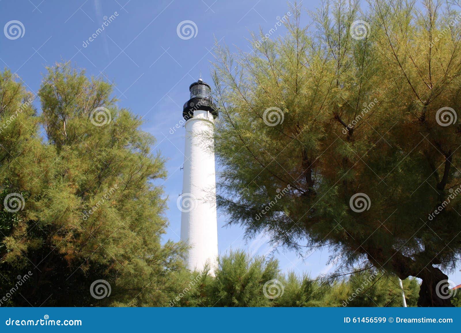 Lighthouse Blue Sky and Green Trees Stock Image - Image of lighthouse ...
