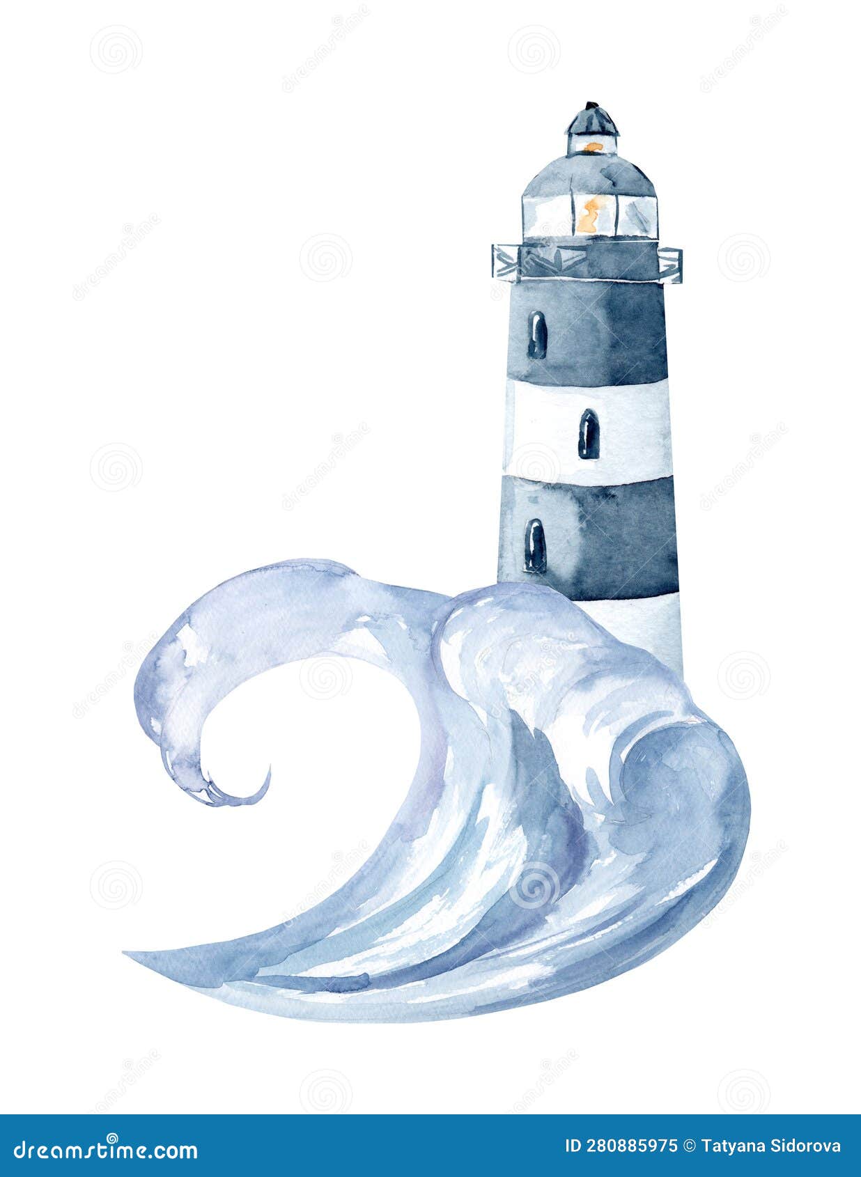 Lighthouse. Blue Splashes of Water Stock Illustration - Illustration of ...