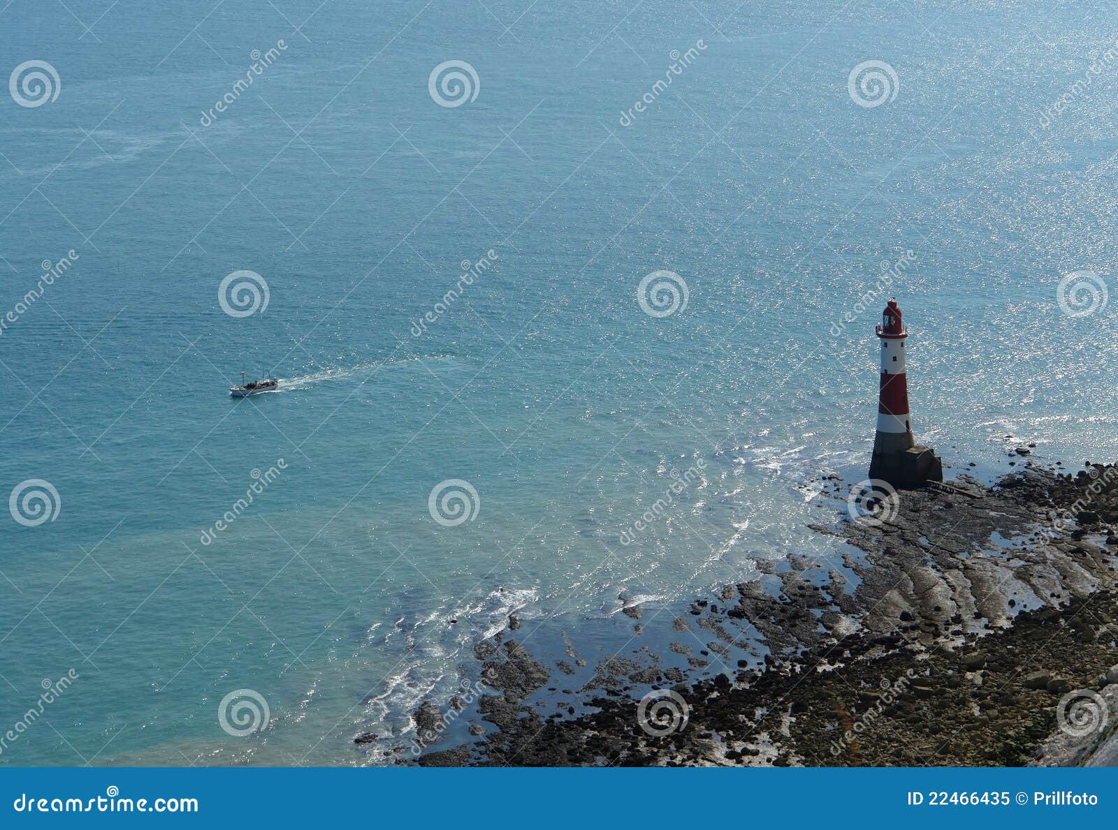 Lighthouse and Boat Near Beachy Head Stock Image - Image of ...