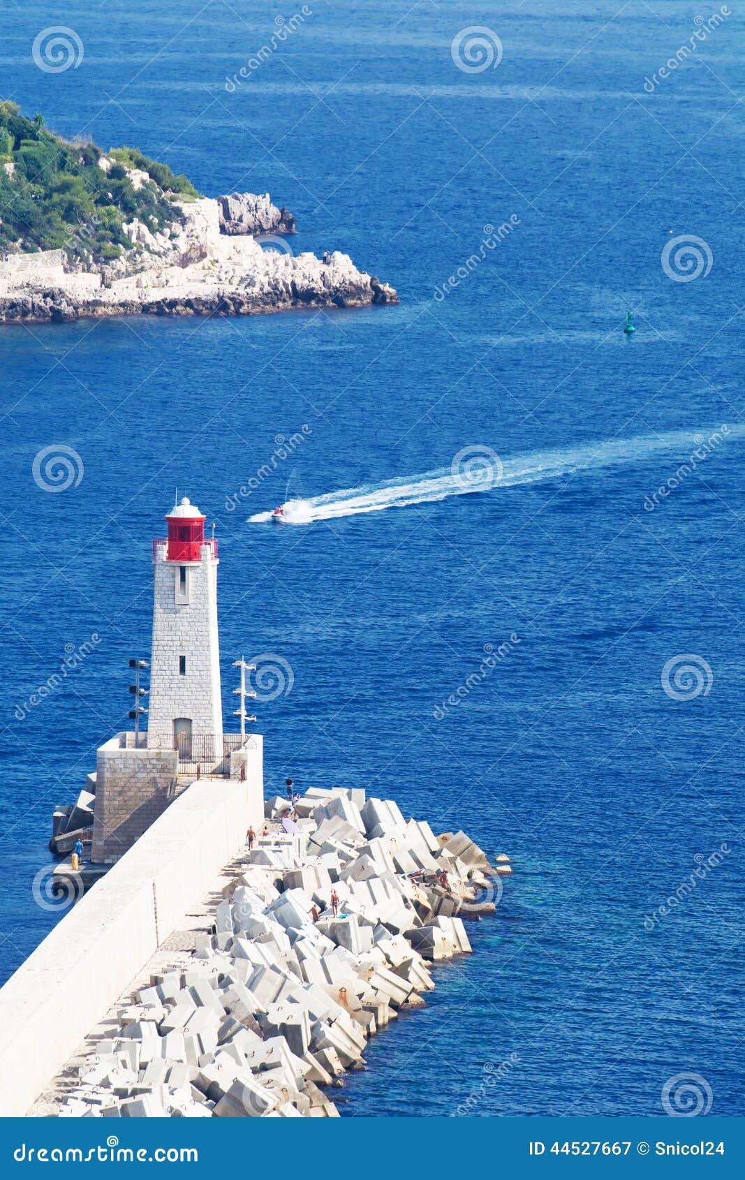 Lighthouse and boat stock image. Image of french, harbor - 44527667