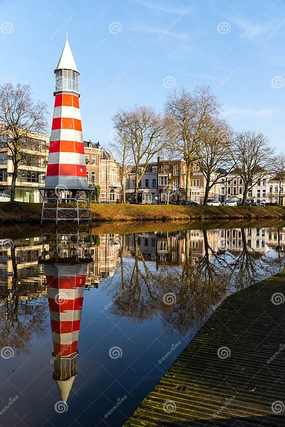 Lighthouse in Breda, Reflection in the River Stock Image - Image of ...