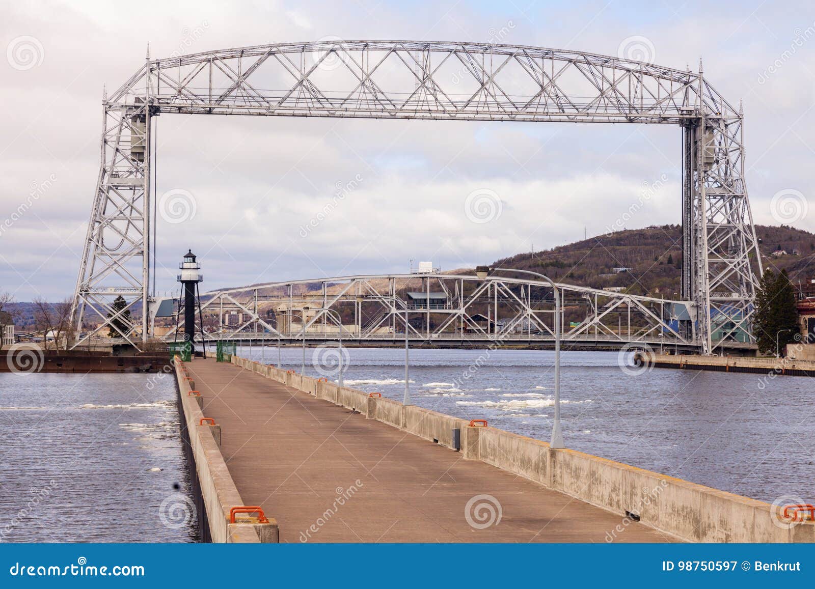 Lighthouse and Bridge in Duluth Stock Image - Image of duluth ...