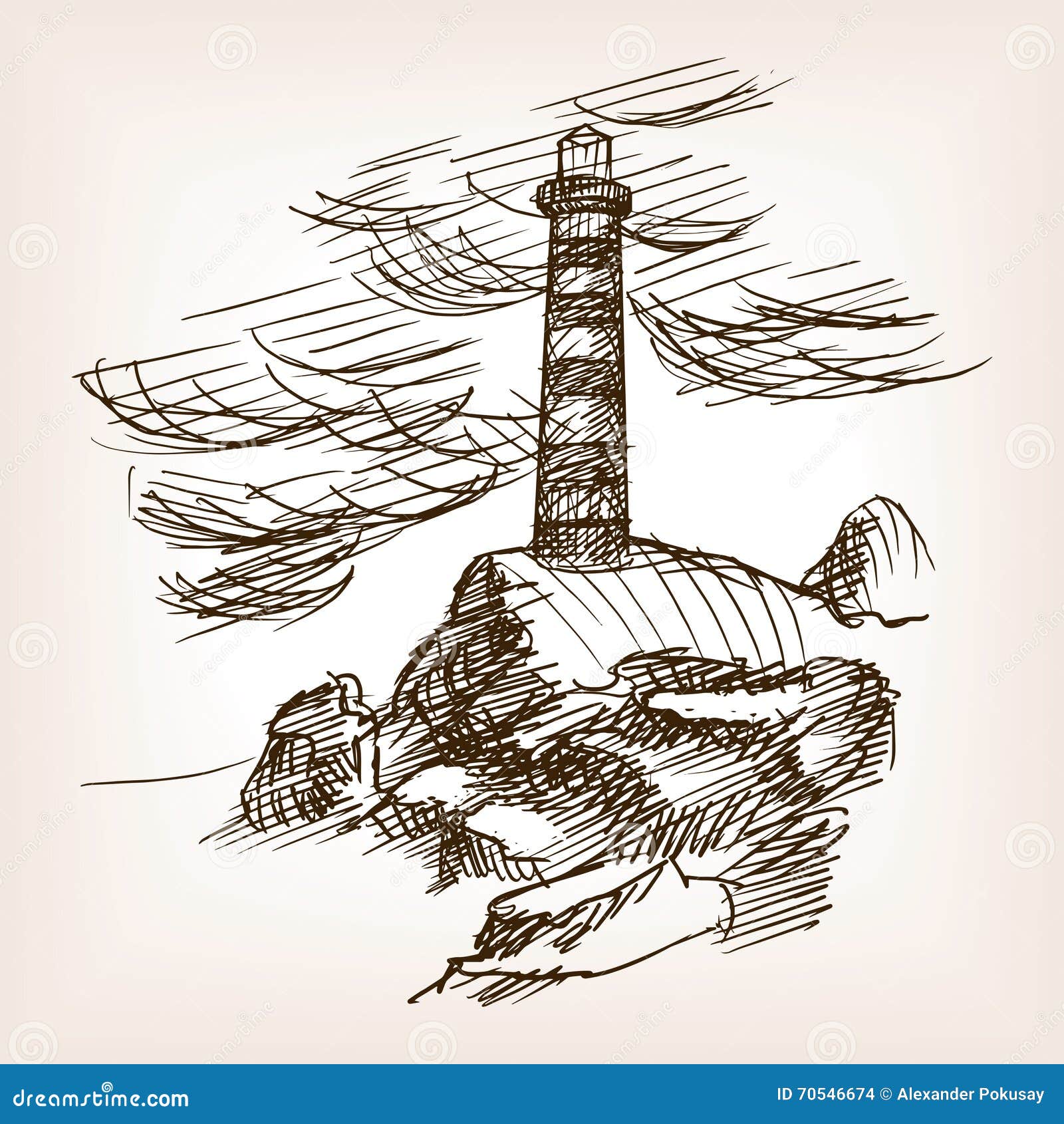 Lighthouse Building Hand Drawn Sketch Style Vector Stock Vector ...