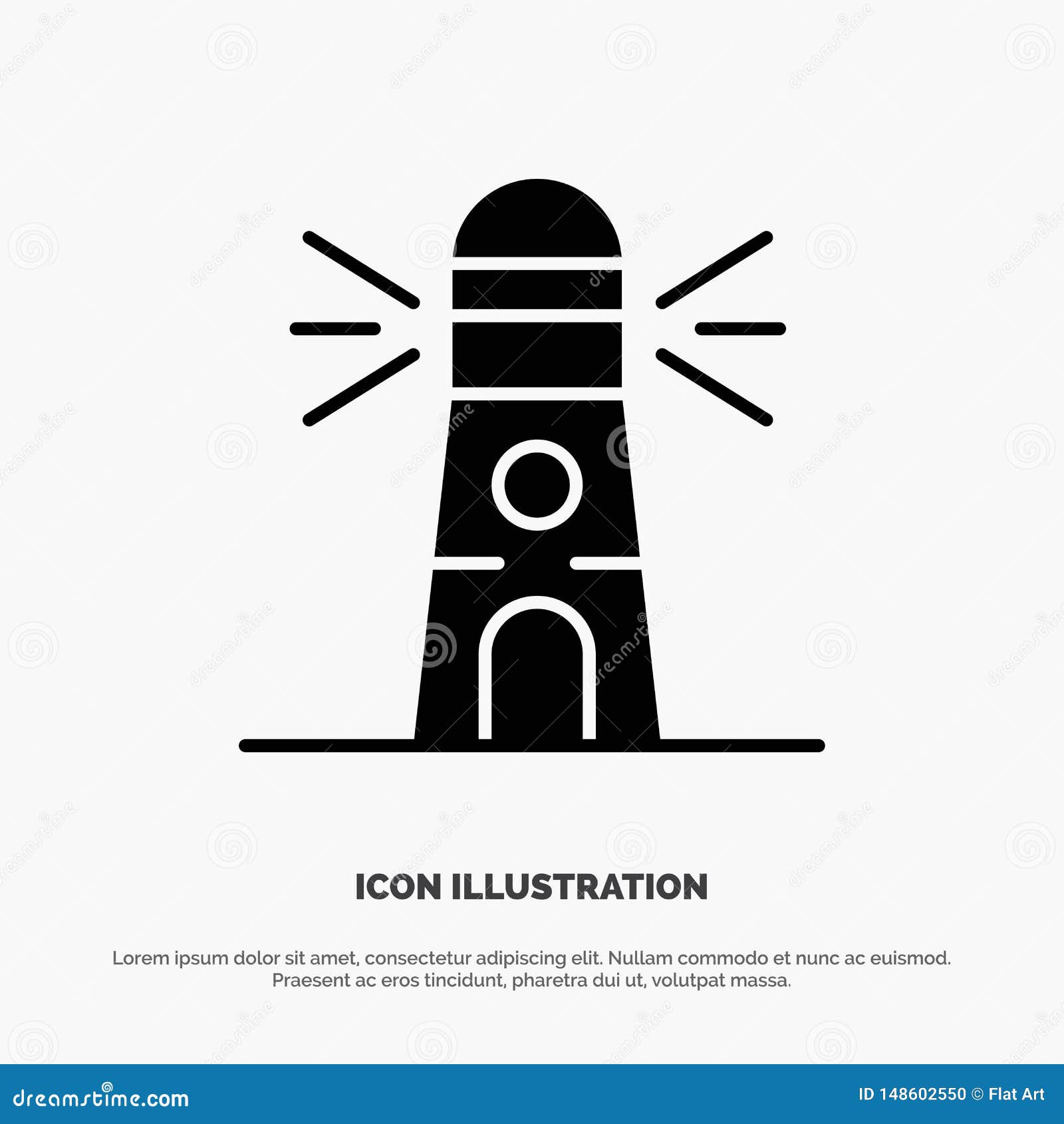 Lighthouse, Building, Navigation, House Solid Black Glyph Icon Stock ...