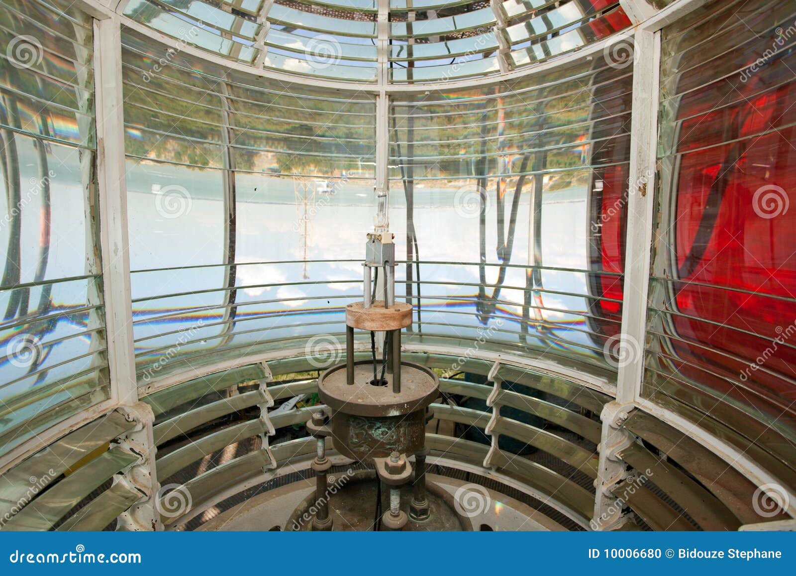 Lighthouse Bulb and Fresnel Optic Stock Photo - Image of grave, beacon ...