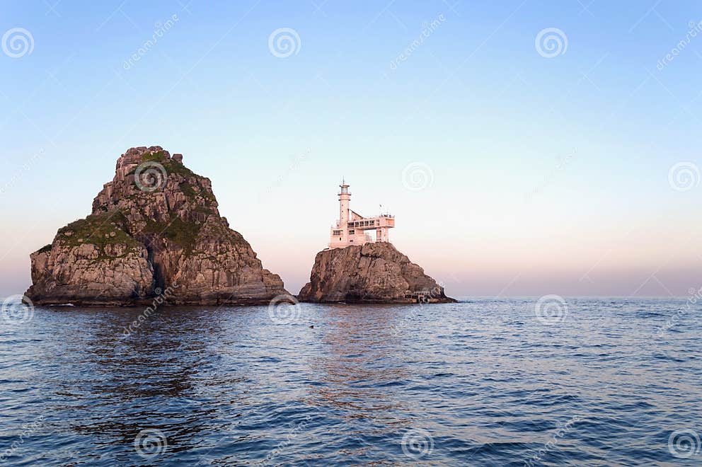 Lighthouse in Busan stock photo. Image of busan, sunset - 97721720