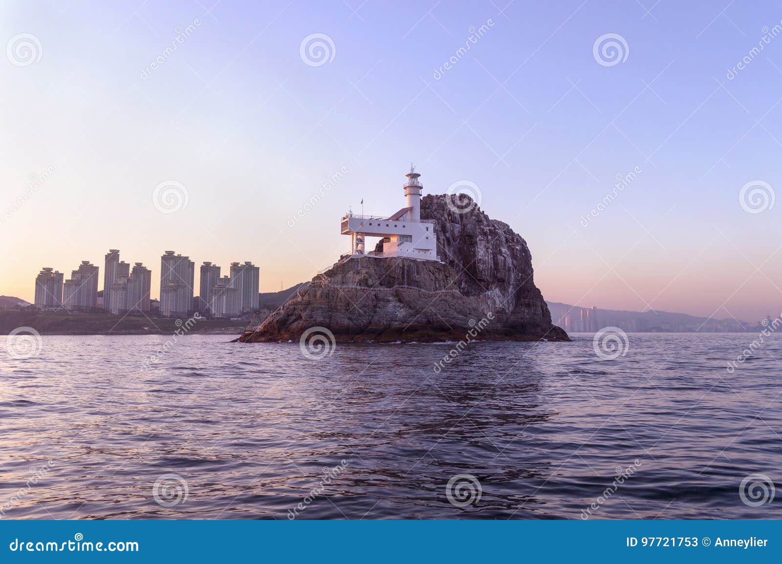 Lighthouse in Busan stock image. Image of sunset, hills - 97721753