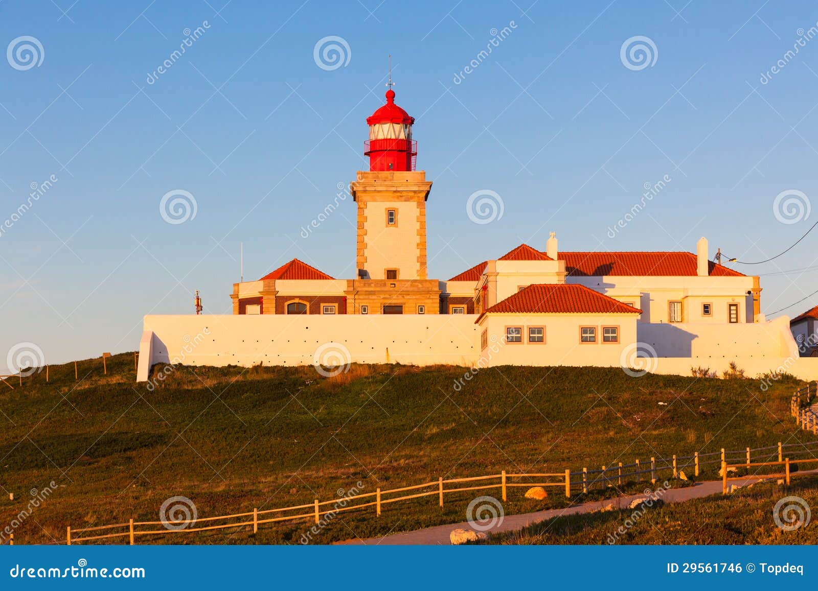 Lighthouse of Cabo Da Roca at Sunset Light Stock Photo - Image of ...