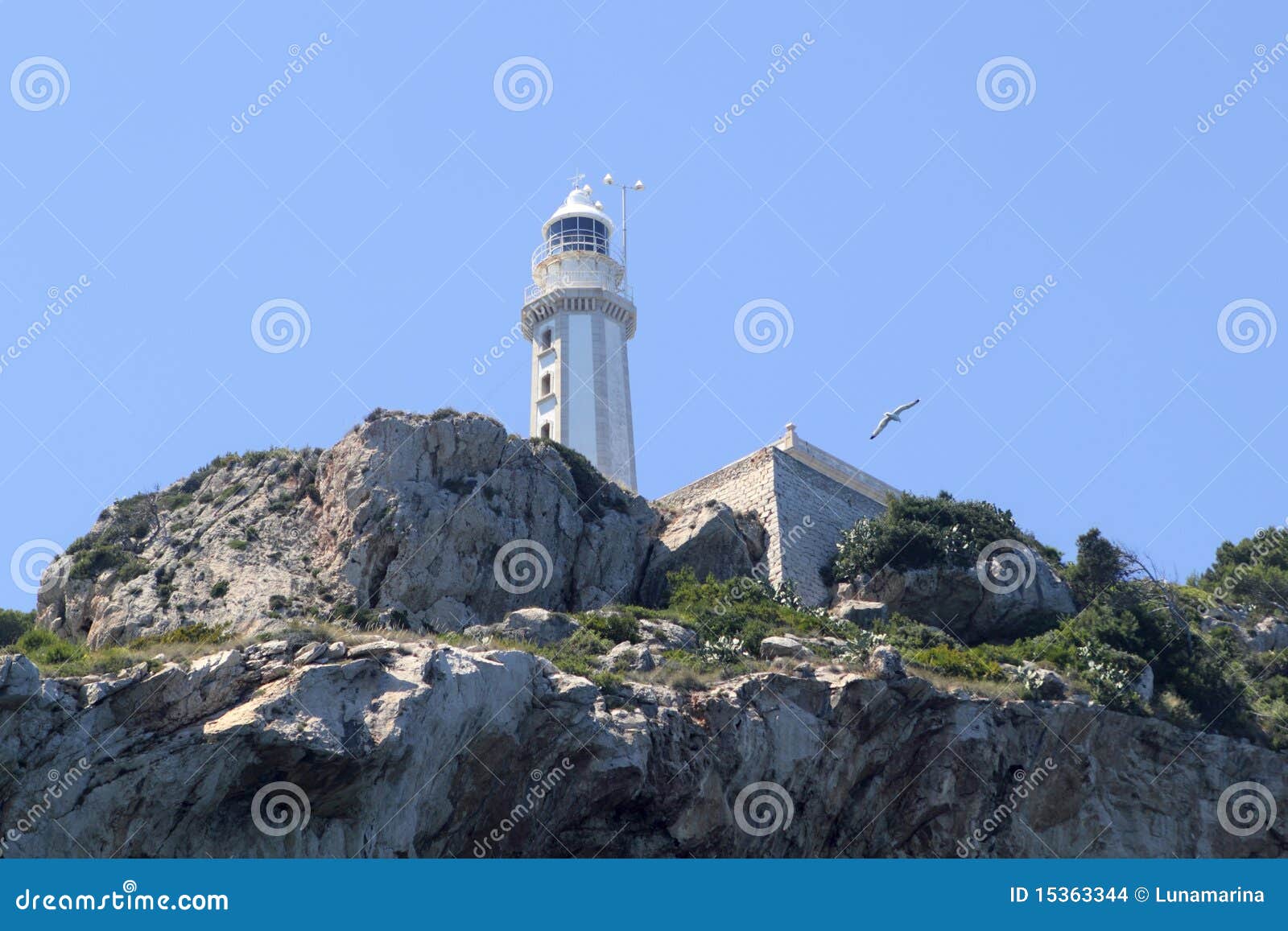 Lighthouse Cabo Nao Cape on Rocks Mountain Stock Photo - Image of ...