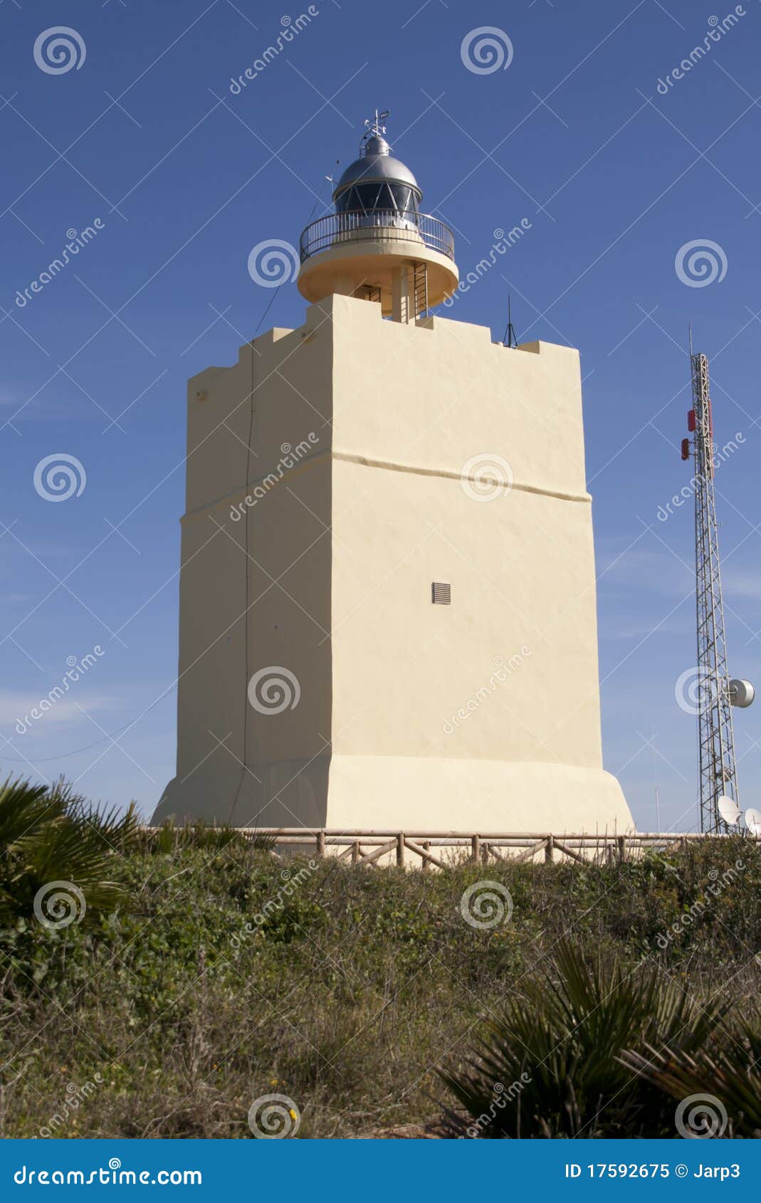 Lighthouse of Cabo Roche stock image. Image of symbol - 17592675