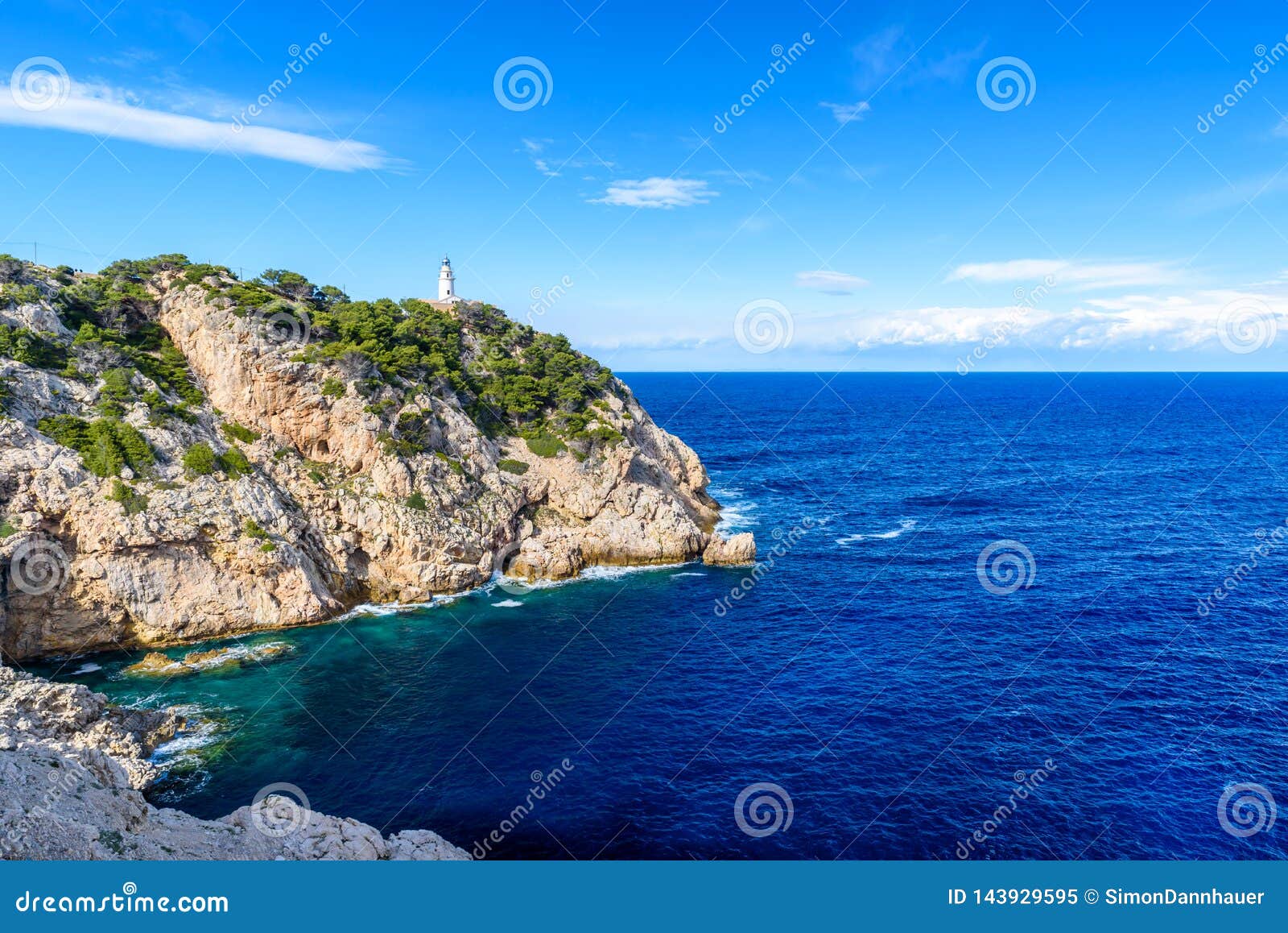 Lighthouse at Cala Rajada, Mallorca - Spain Stock Image - Image of ...