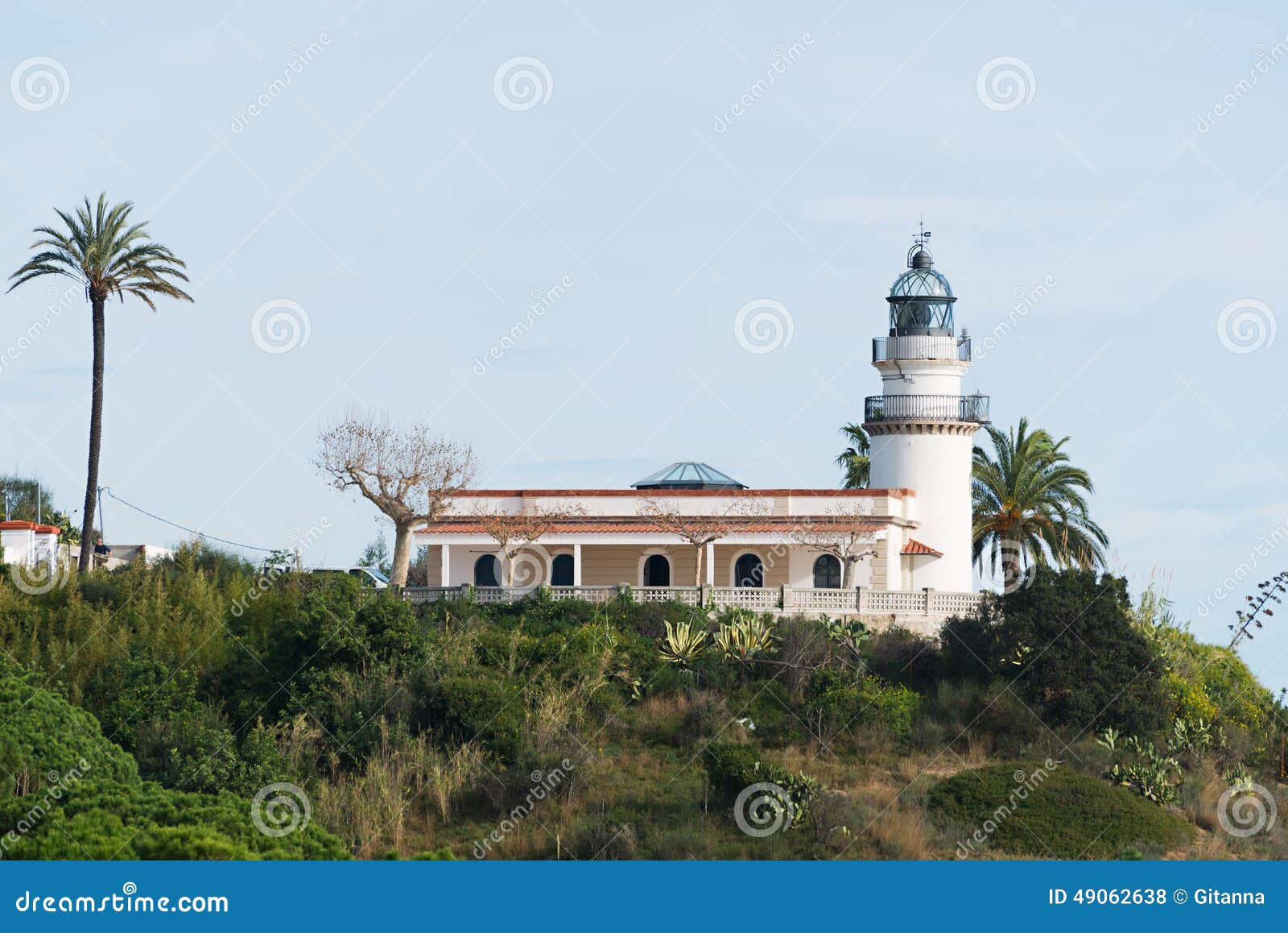 Lighthouse Calella stock photo. Image of building, rock - 49062638