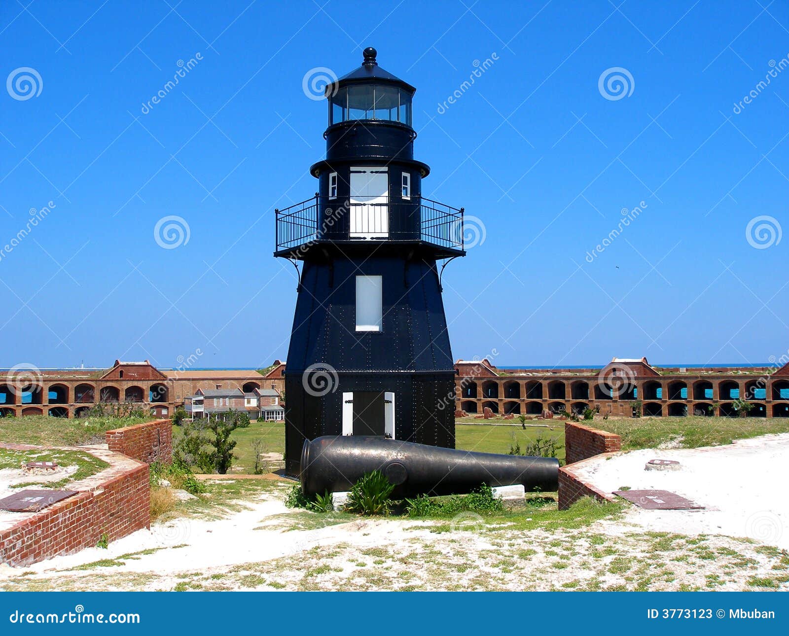 Lighthouse and Cannon in Fort Jeffereson Stock Image - Image of ...