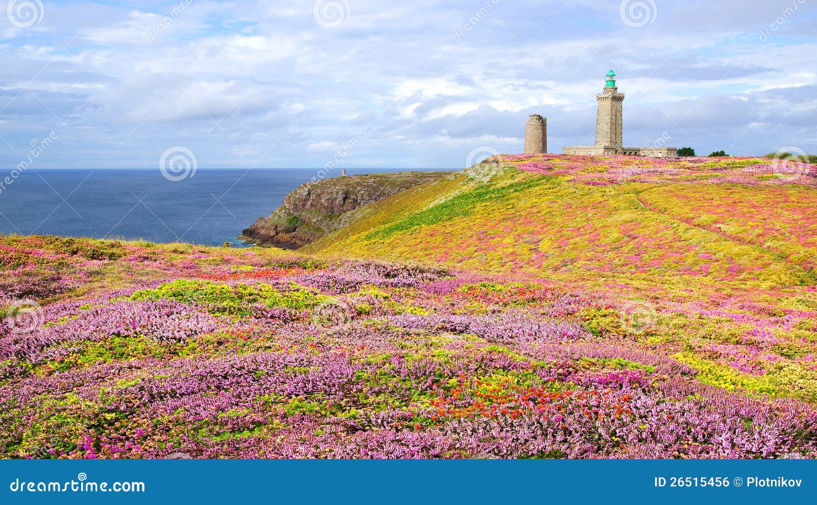 Lighthouse on Cap Frehel. Brittany, France Stock Photo - Image of breck ...