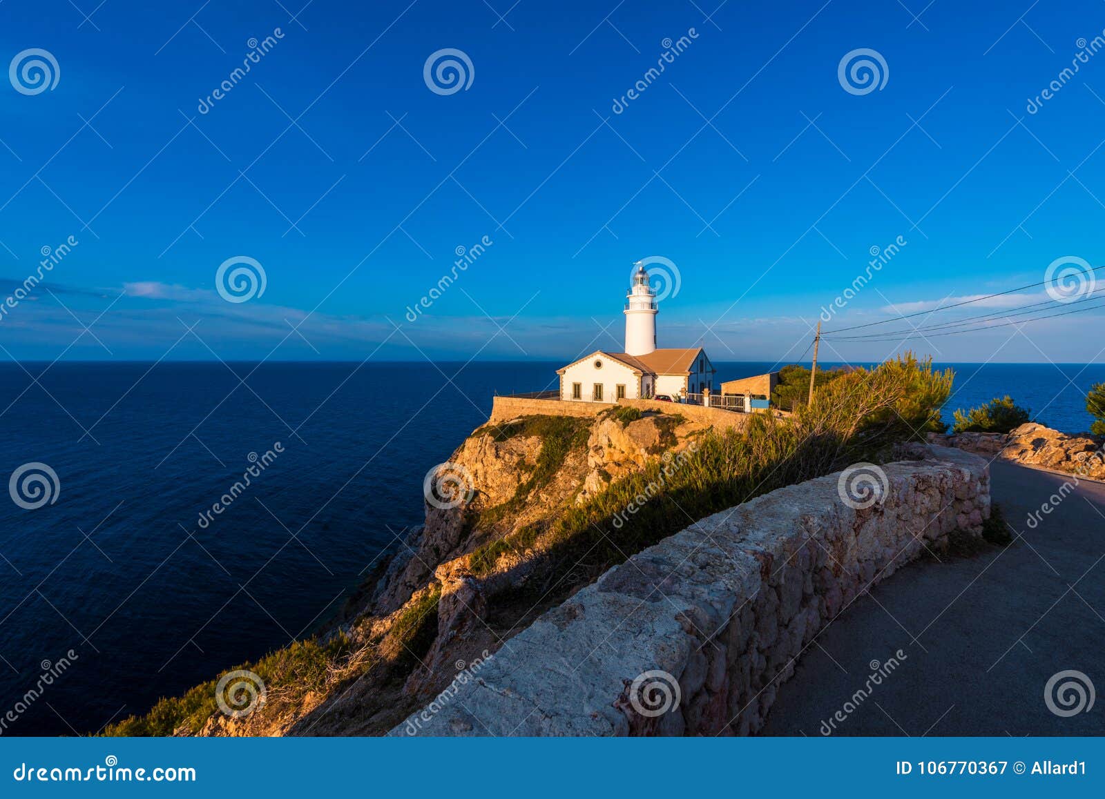 Lighthouse in Capdepera Mallorca at Sunset Stock Image - Image of ...