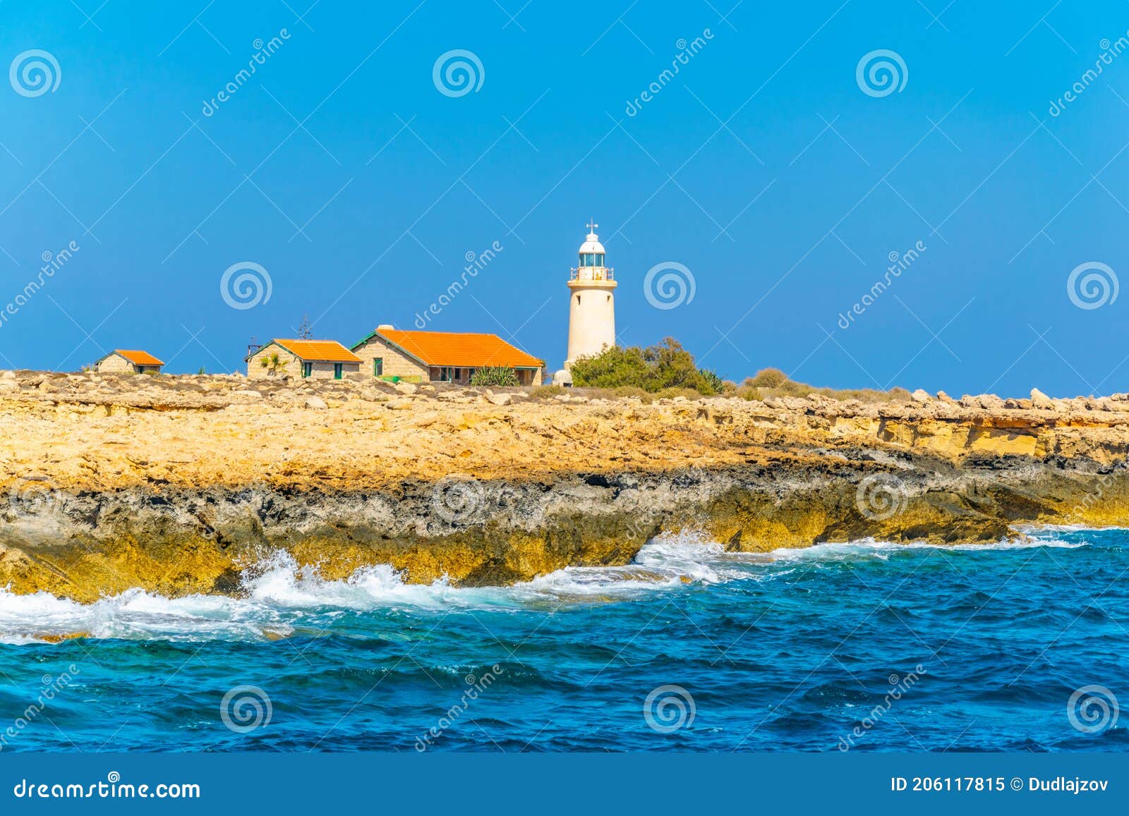 Lighthouse at Cape Greco, Cyprus Stock Image - Image of nature, napa ...