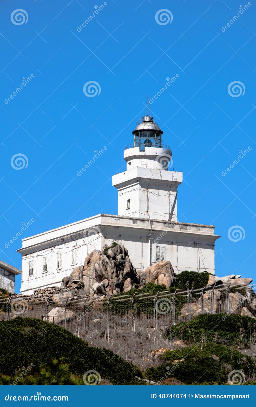 Lighthouse at the Capo Testa, Sardinia, Italy Stock Photo - Image of ...