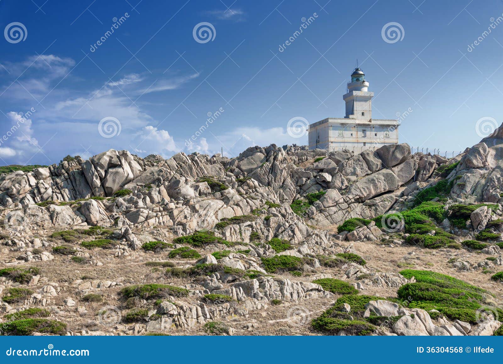 Lighthouse at the Capo Testa, Sardinia, Italy Stock Photo - Image of ...