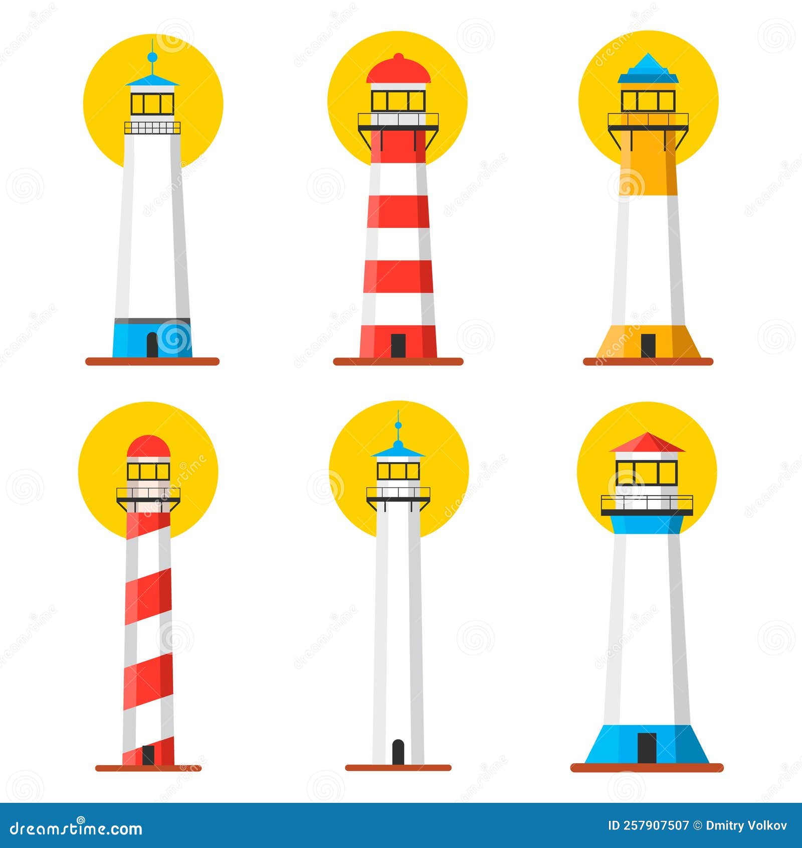 Lighthouse, Cartoon Lighthouse Buildings. Cartoon Illustration ...
