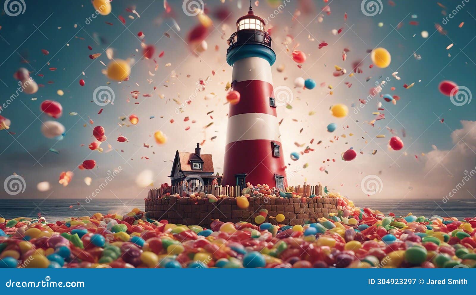 Lighthouse in the City Lighthouse is Being Hit by a Large Wave of Candy ...