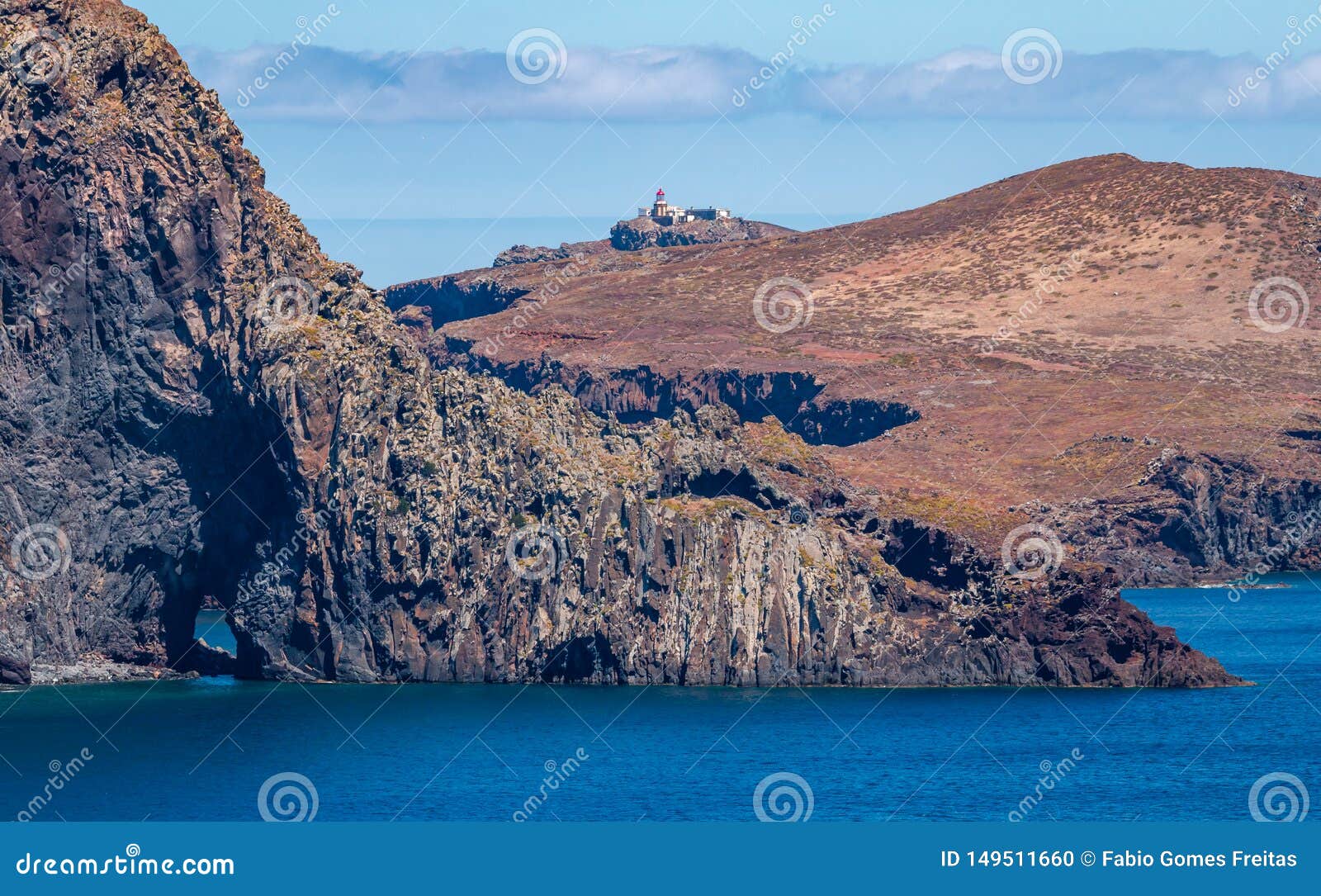 Lighthouse on Cliff stock photo. Image of outdoor, lighthouse - 149511660