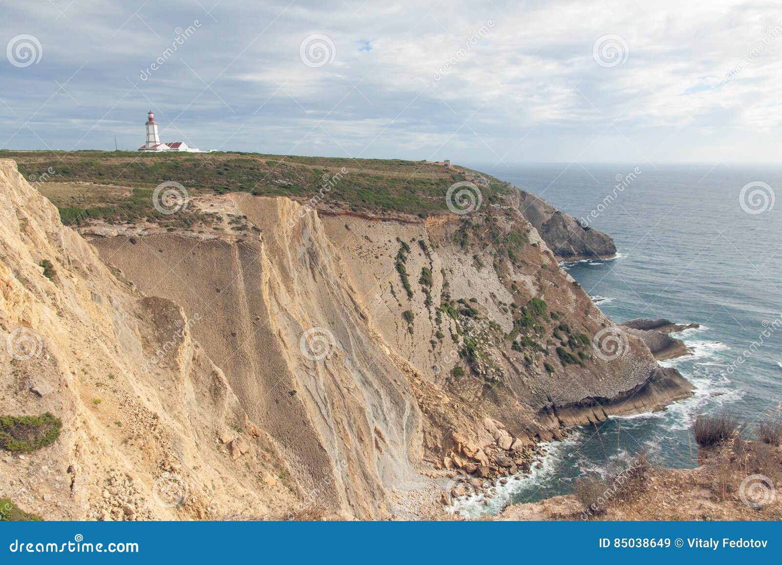 The Lighthouse on a Cliff Near the Ocean Stock Image - Image of coast ...