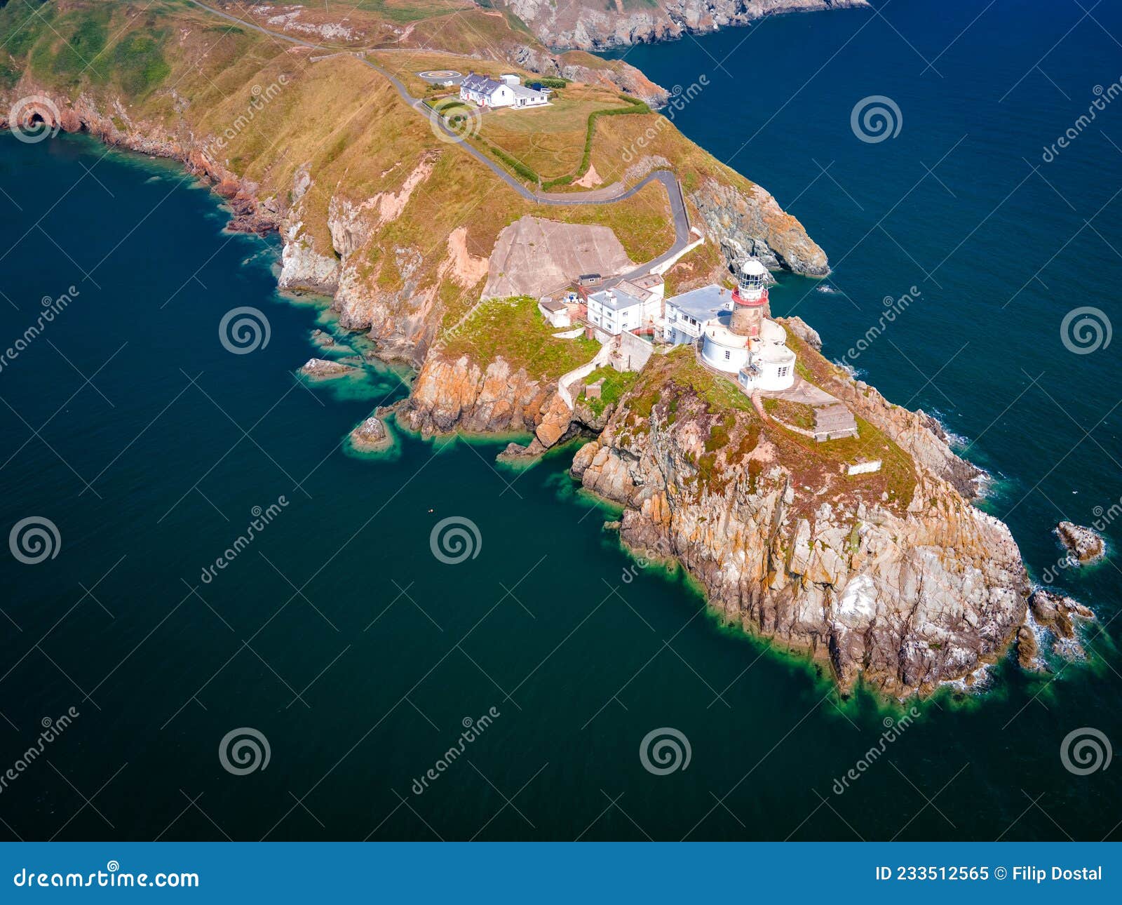 Lighthouse on the Cliffs, Howth, Ireland. Stock Image - Image of ...