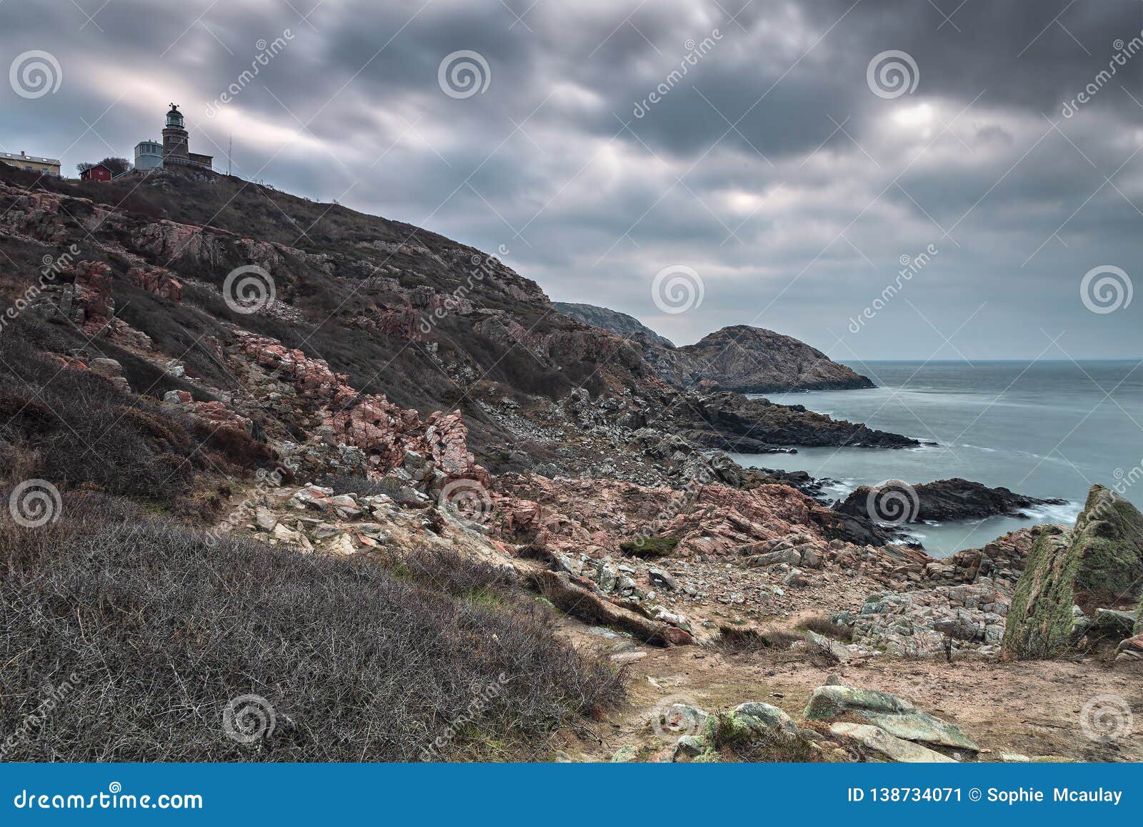 Lighthouse on cliffs stock image. Image of barren, peninsula - 138734071