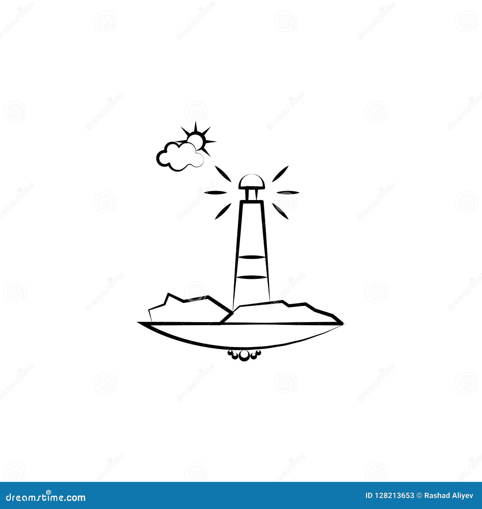 Lighthouse Cloud Sun Icon. Element of Landscape Icon for Mobile Concept ...