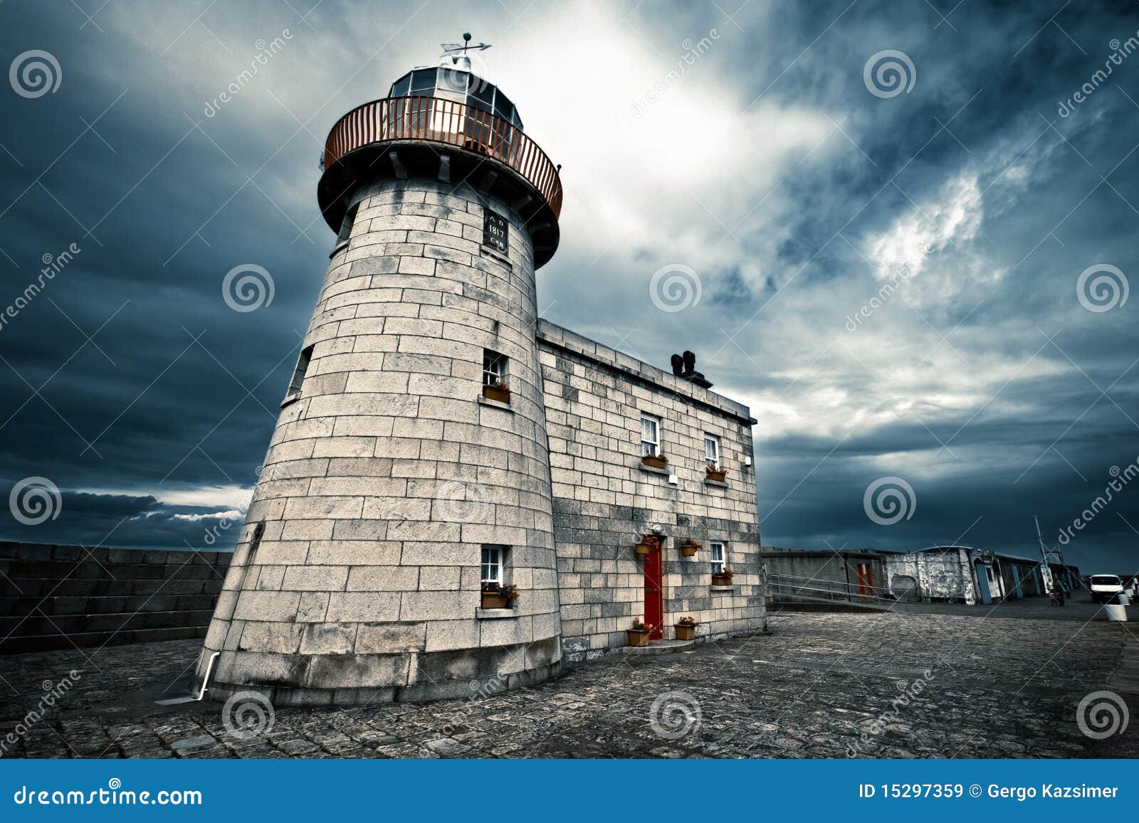 Lighthouse with Cloudy and Blue Sky Stock Image - Image of details ...