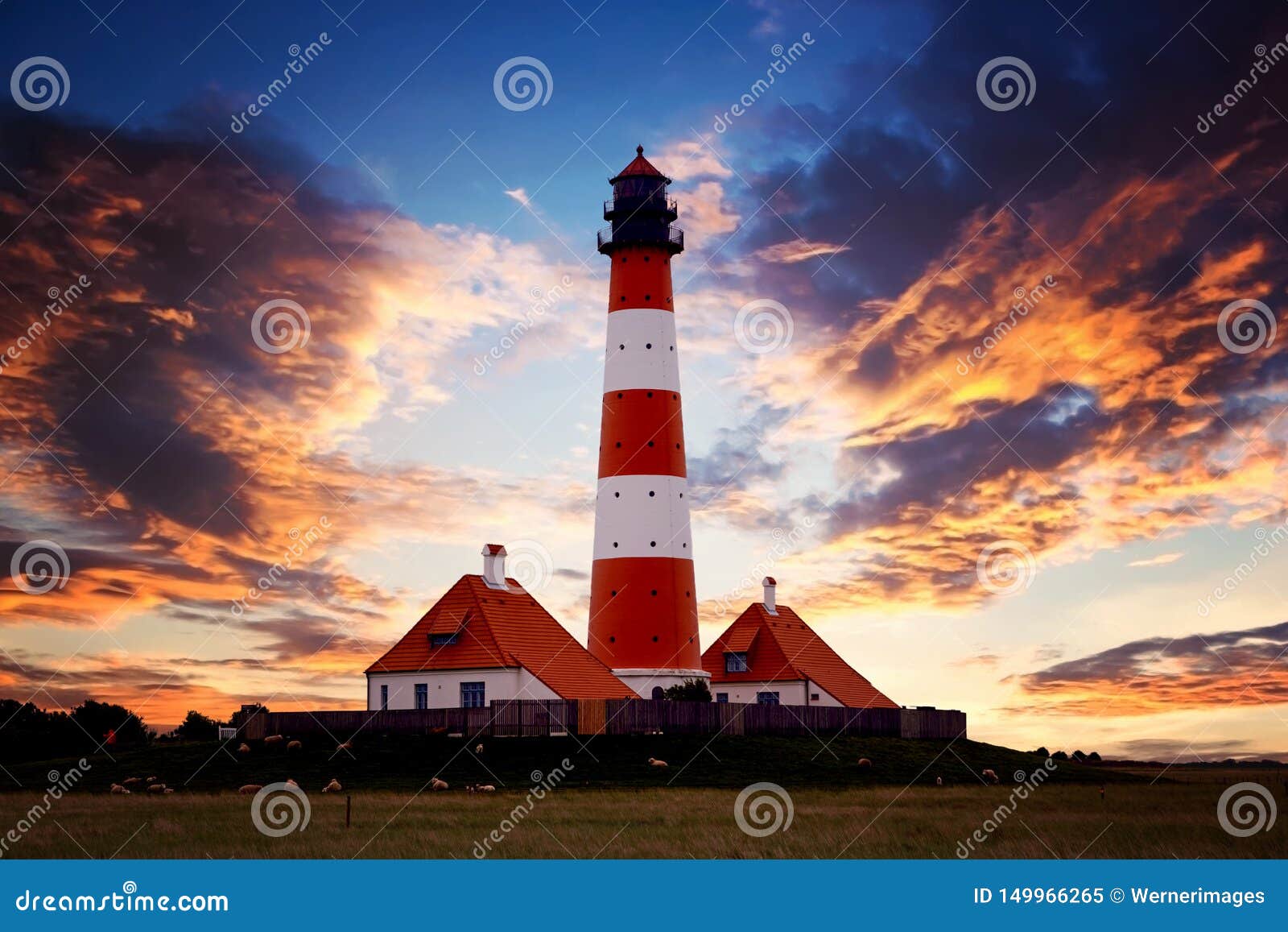 Lighthouse on the Coast in Germany at Sunset Stock Image - Image of ...