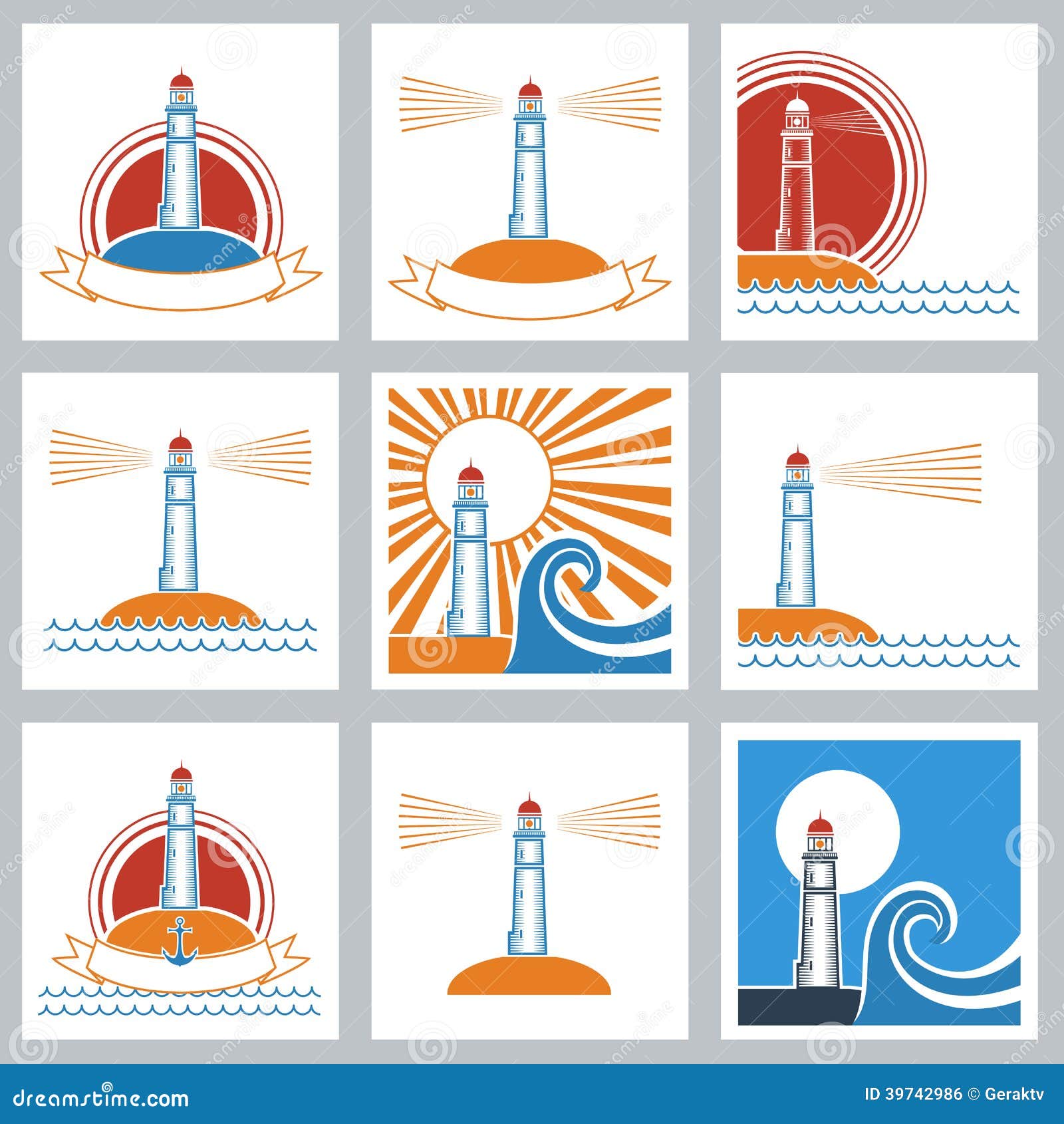 Lighthouse colors icons. stock vector. Illustration of symbol - 39742986