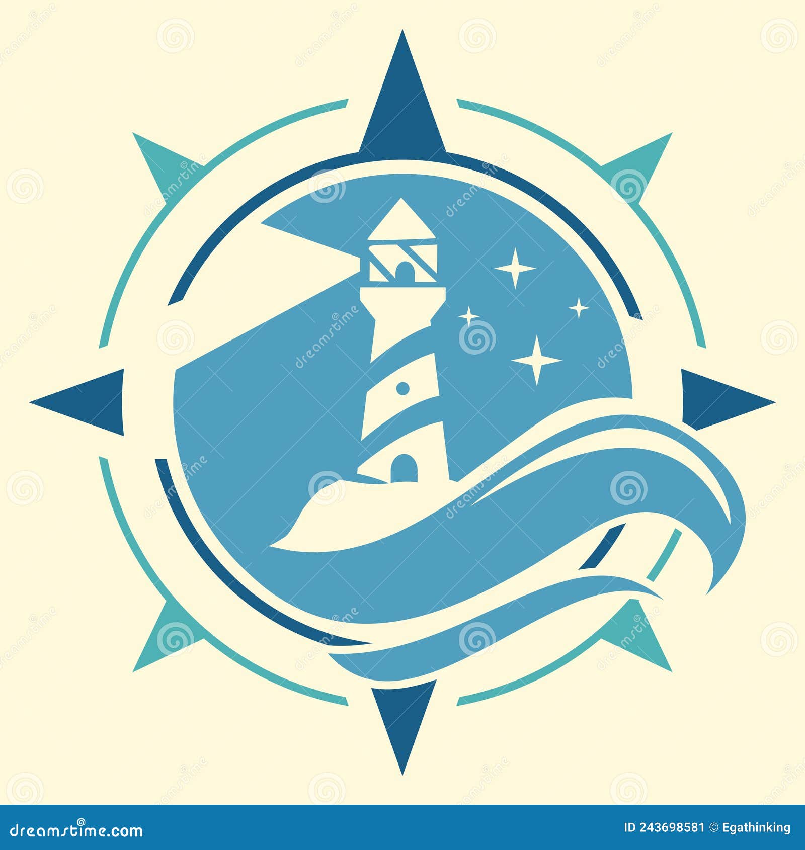 Lighthouse and Compas Vector Logo Illustration Stock Vector ...