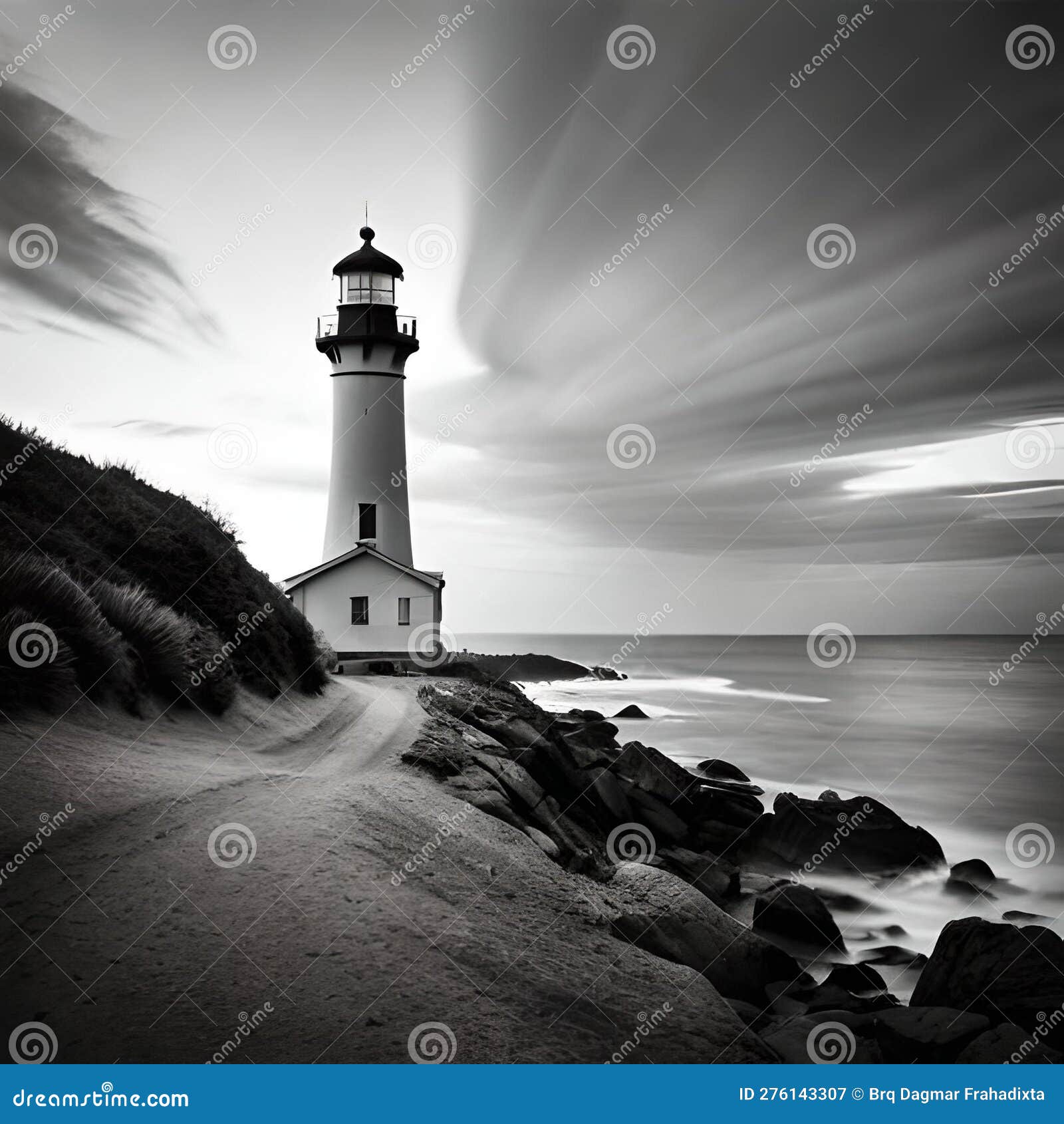 A Lighthouse Contrast Highlights Vintage Backlighting Stock ...
