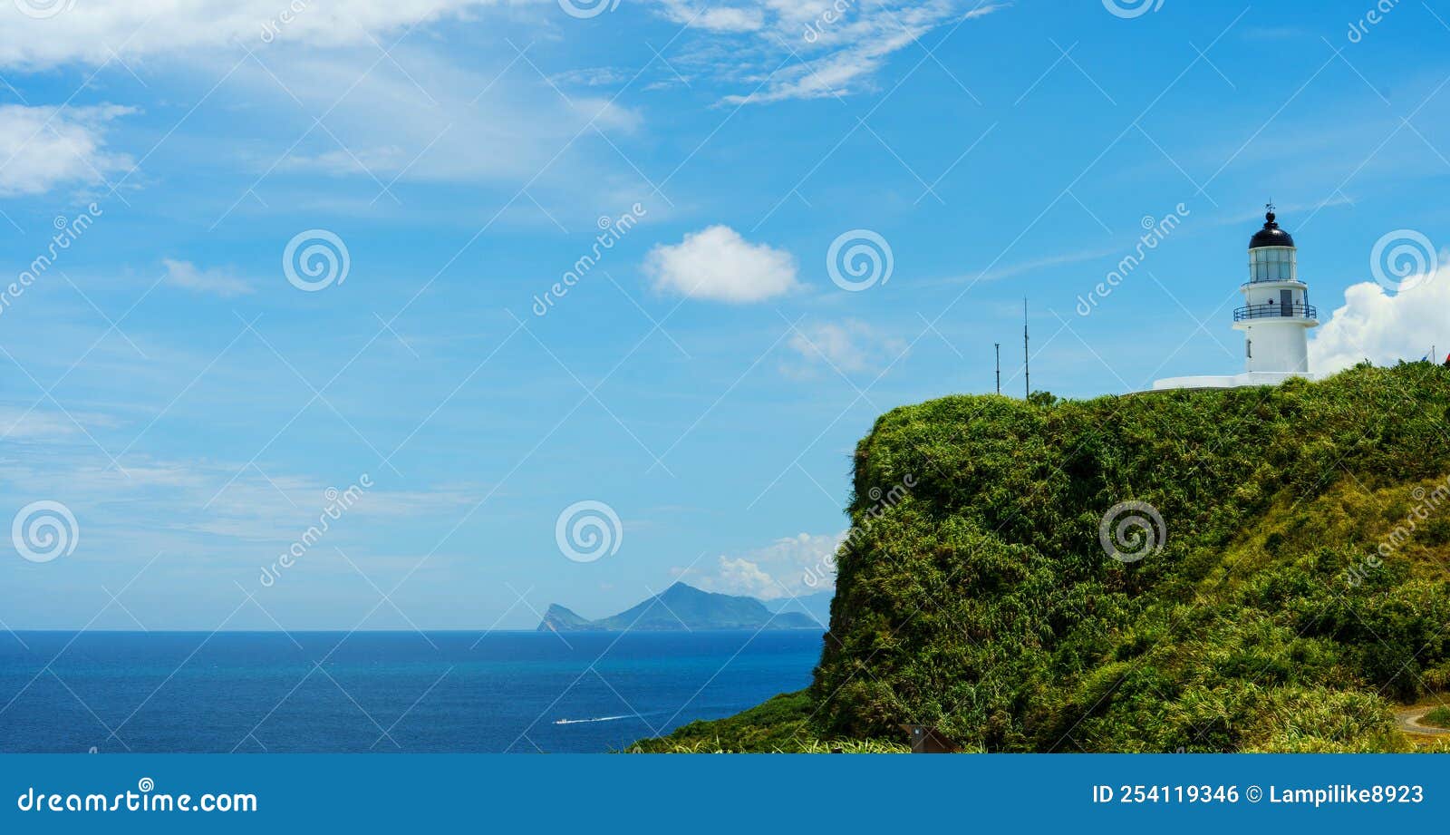 The Lighthouse on the Edge of the Mountain Stock Photo - Image of cove ...
