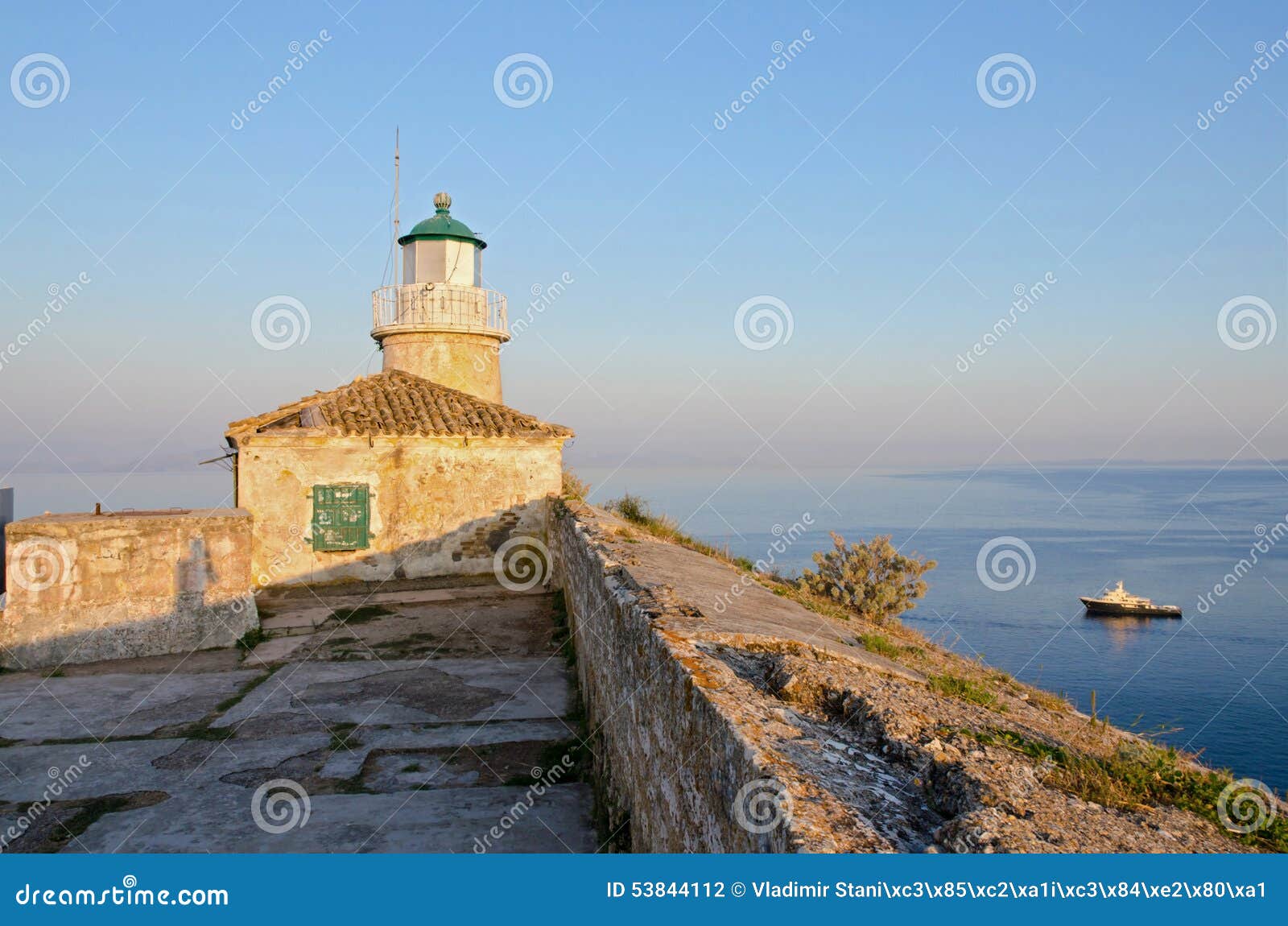 Lighthouse on the Corfu Fortress Stock Photo - Image of rock ...