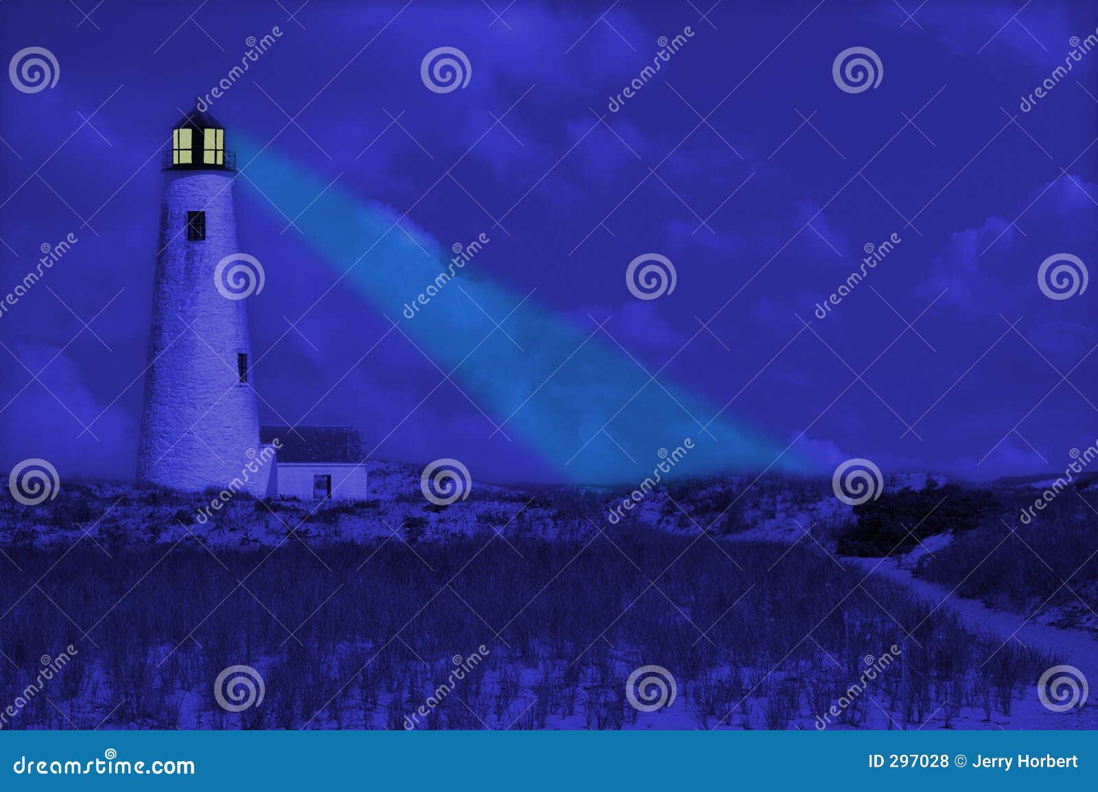 Lighthouse after dark stock illustration. Illustration of midnight - 297028