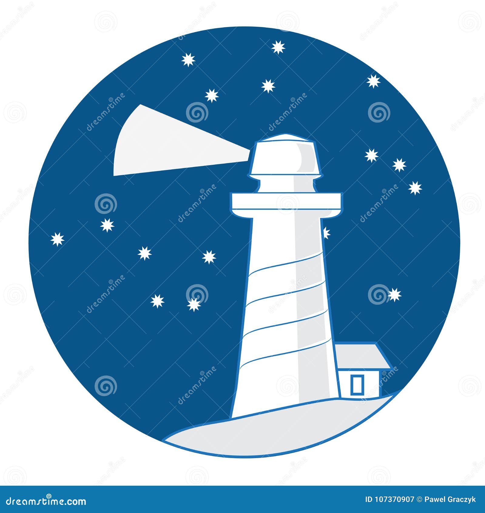 Lighthouse on Dark Blue Background Stock Vector - Illustration of ...