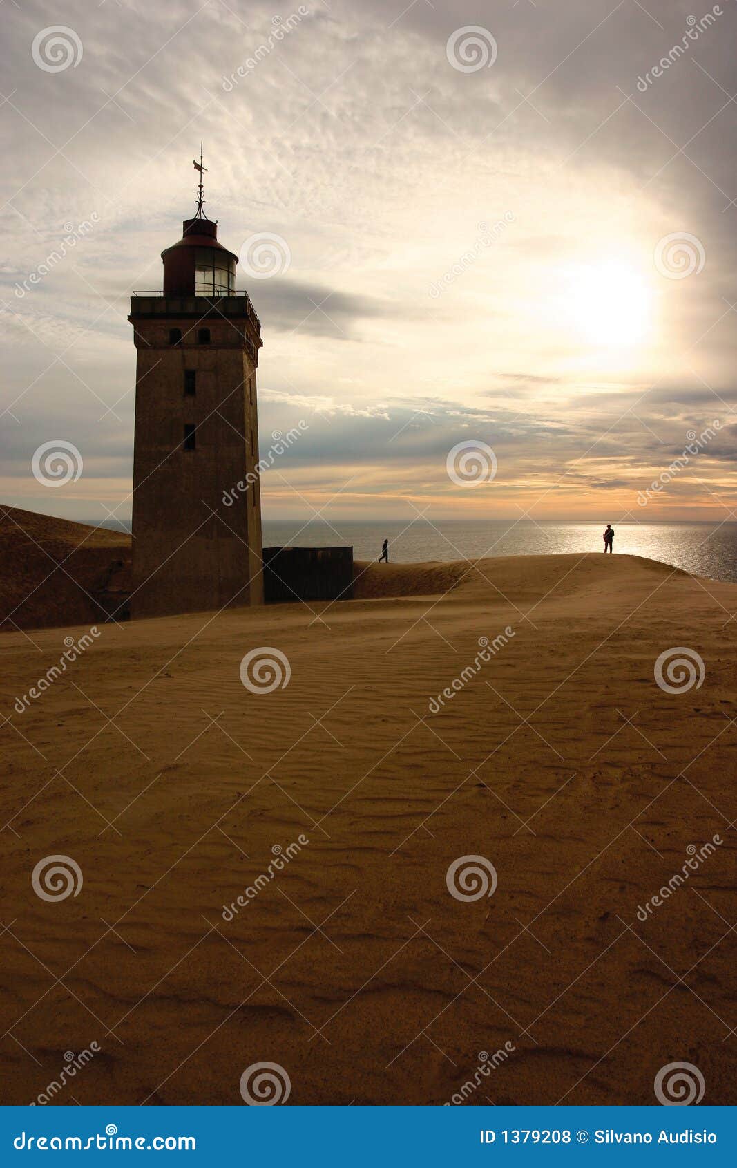 Lighthouse in denmark stock photo. Image of beach, sunset - 1379208