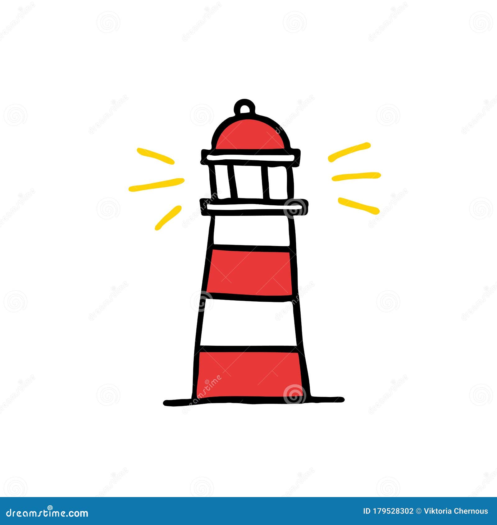 Lighthouse doodle icon stock illustration. Illustration of line - 179528302