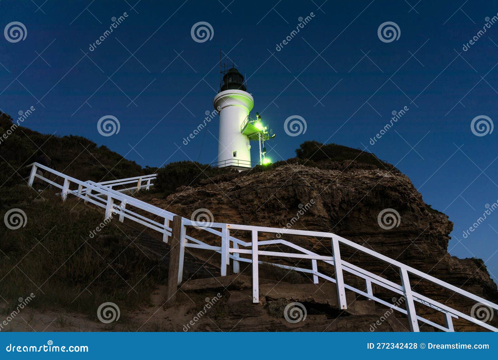 Lighthouse at Dusk in Queenscliff Stock Photo - Image of ship ...