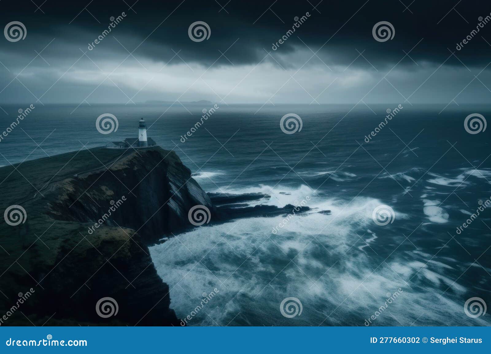 A Lighthouse on the Edge of a Cliff in the Ocean. Generative AI Image ...