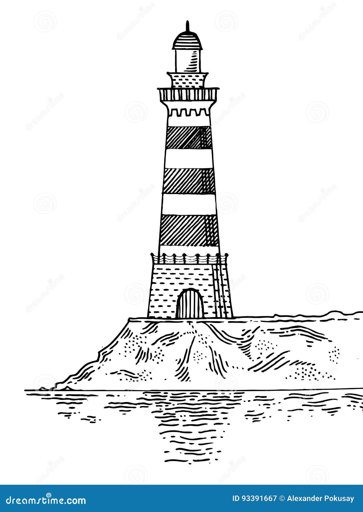 Lighthouse Engraving Style Vector Illustration Stock Vector ...