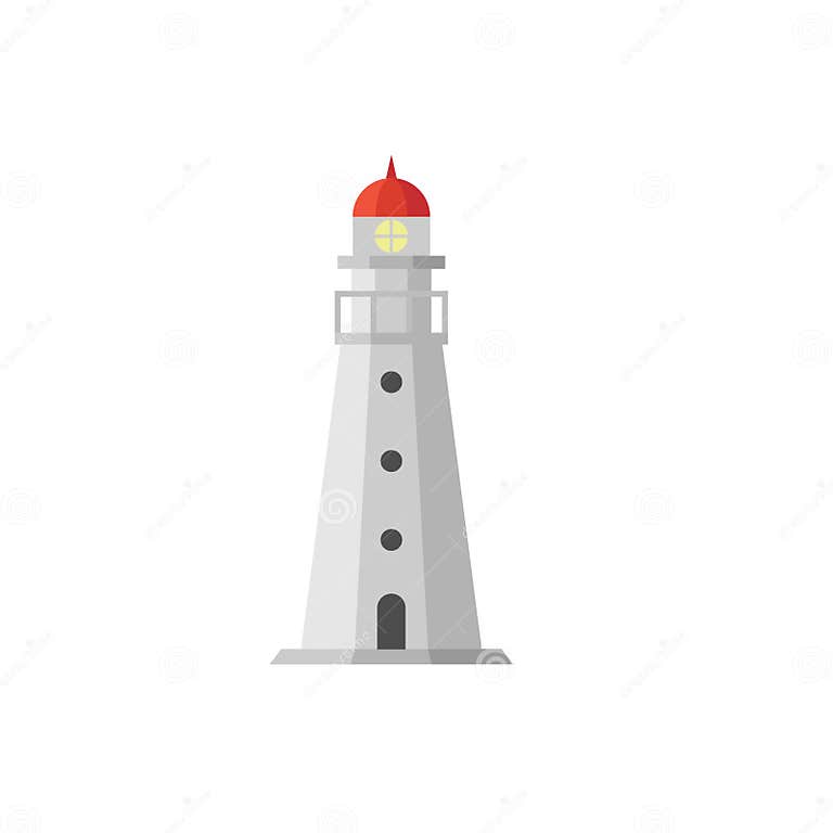 Lighthouse Flat Design Vector Illustration Stock Vector - Illustration ...